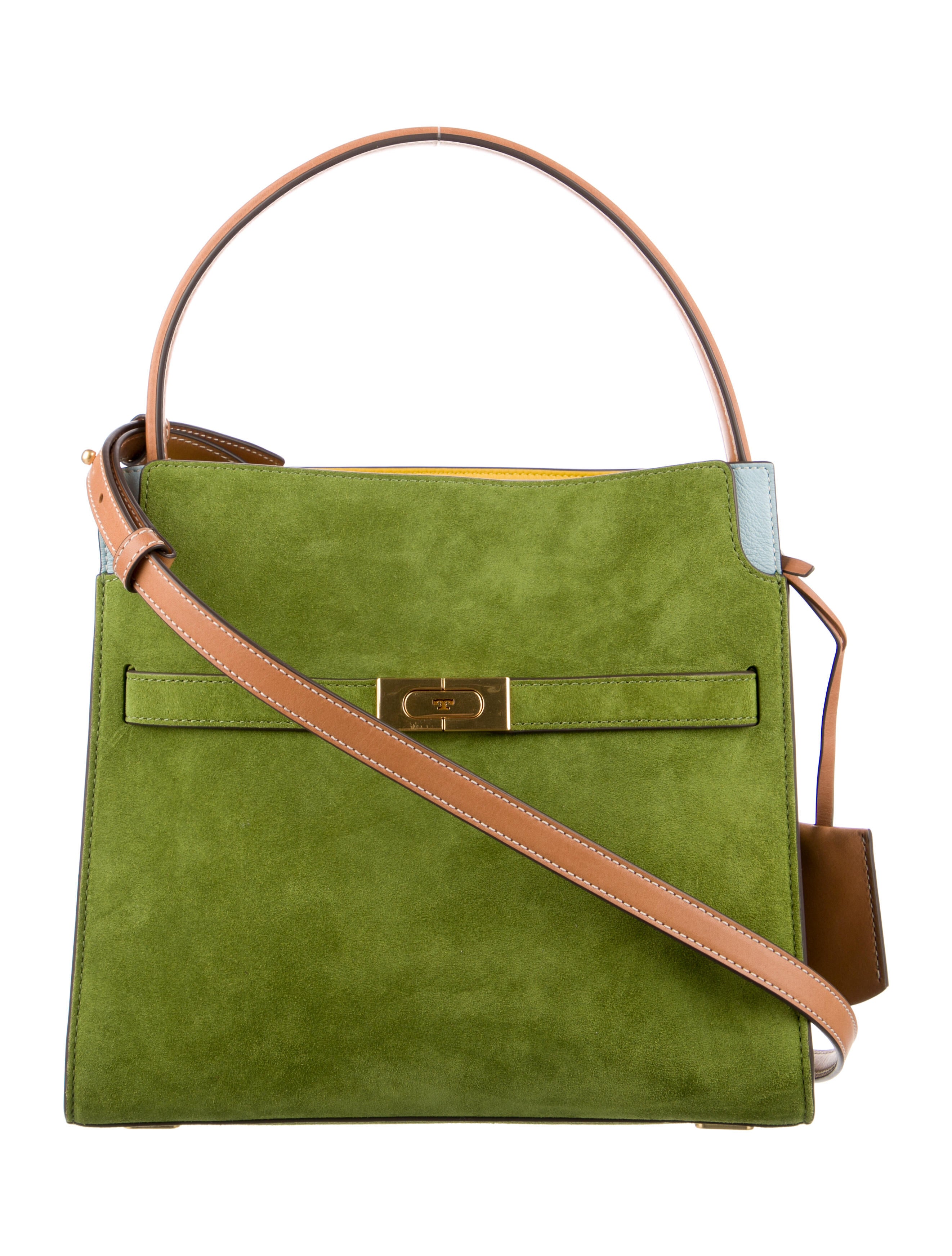 Tory Burch Suede Lee Radziwill Double Bag - Green Handle Bags, Handbags - WTO468728 | The RealReal