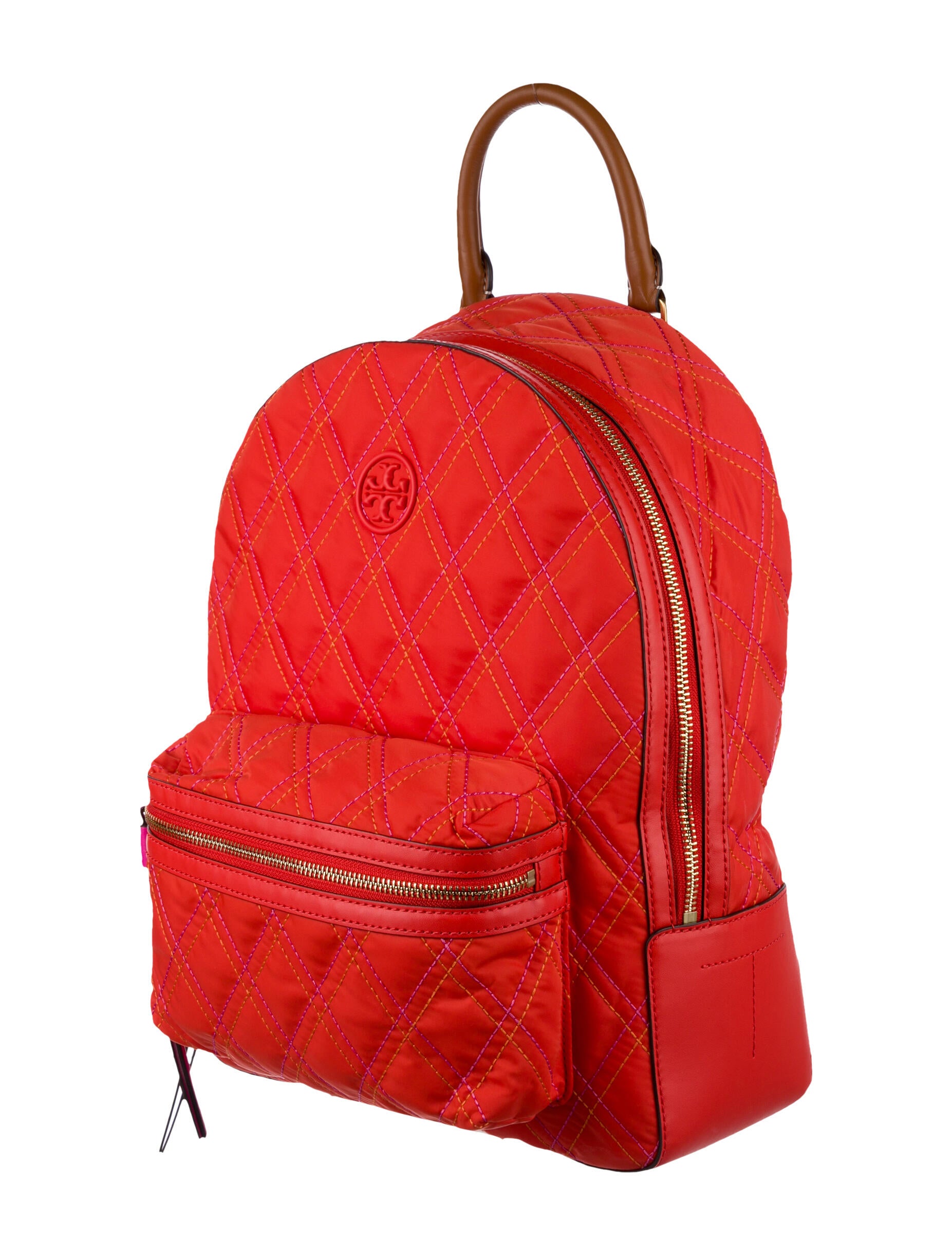 Tory Burch Leather-Trimmed Nylon Backpack w/ Tags - Orange Backpacks ...