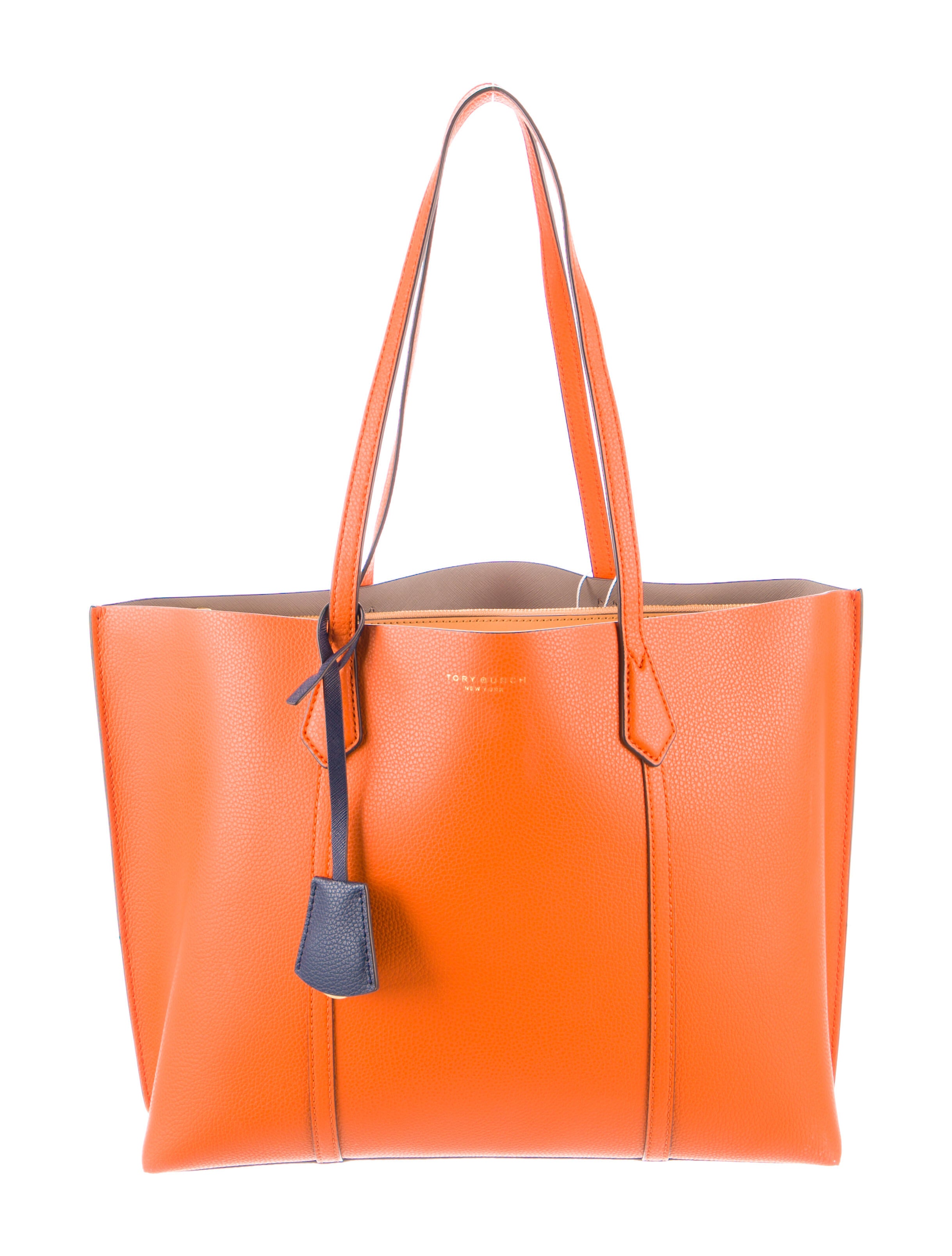 Tory Burch Solid Leather Tote Bag w/ Tags - Orange Totes, Handbags ...