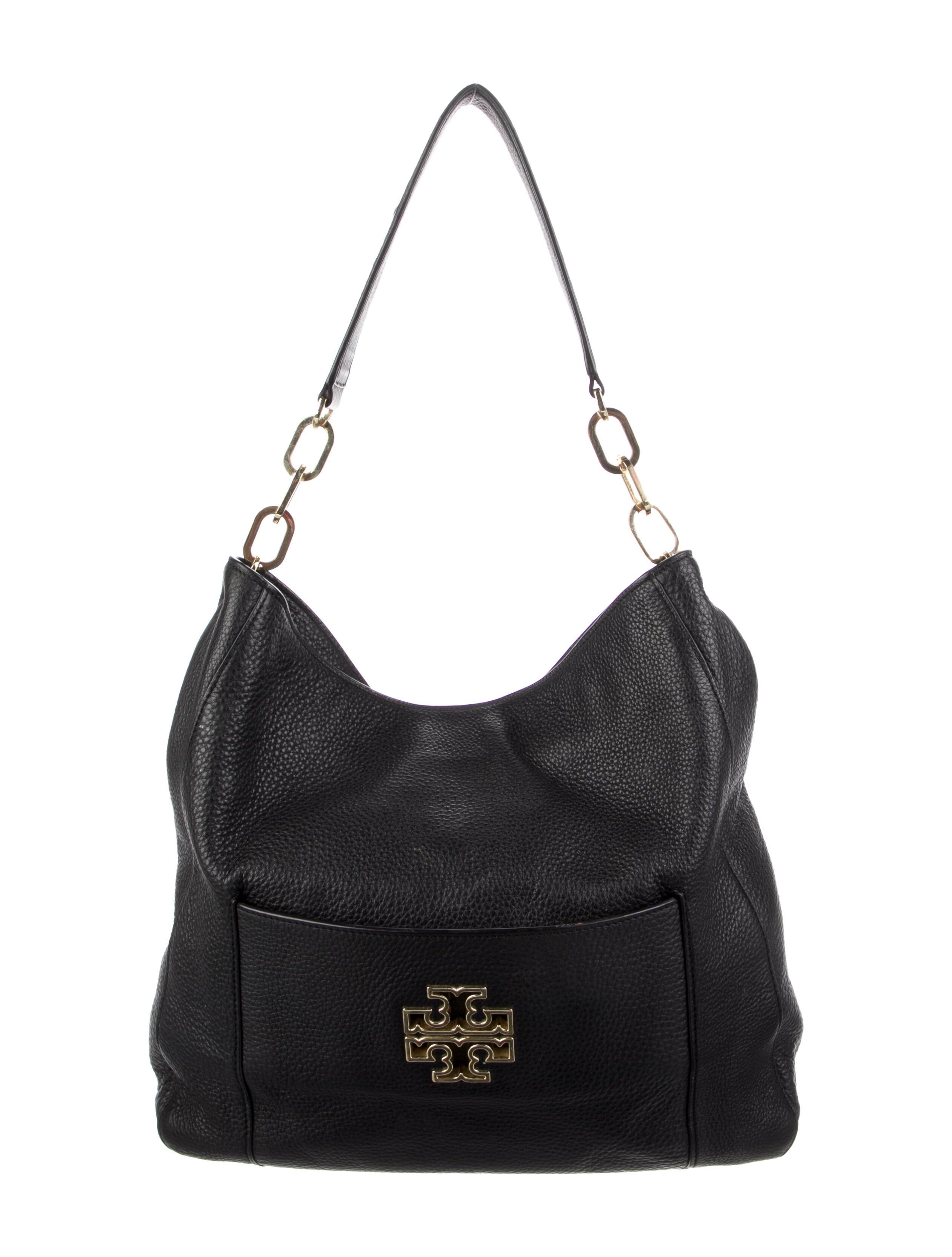 Tory Burch Chain-Link Leather Shoulder Bag - Black Shoulder Bags ...