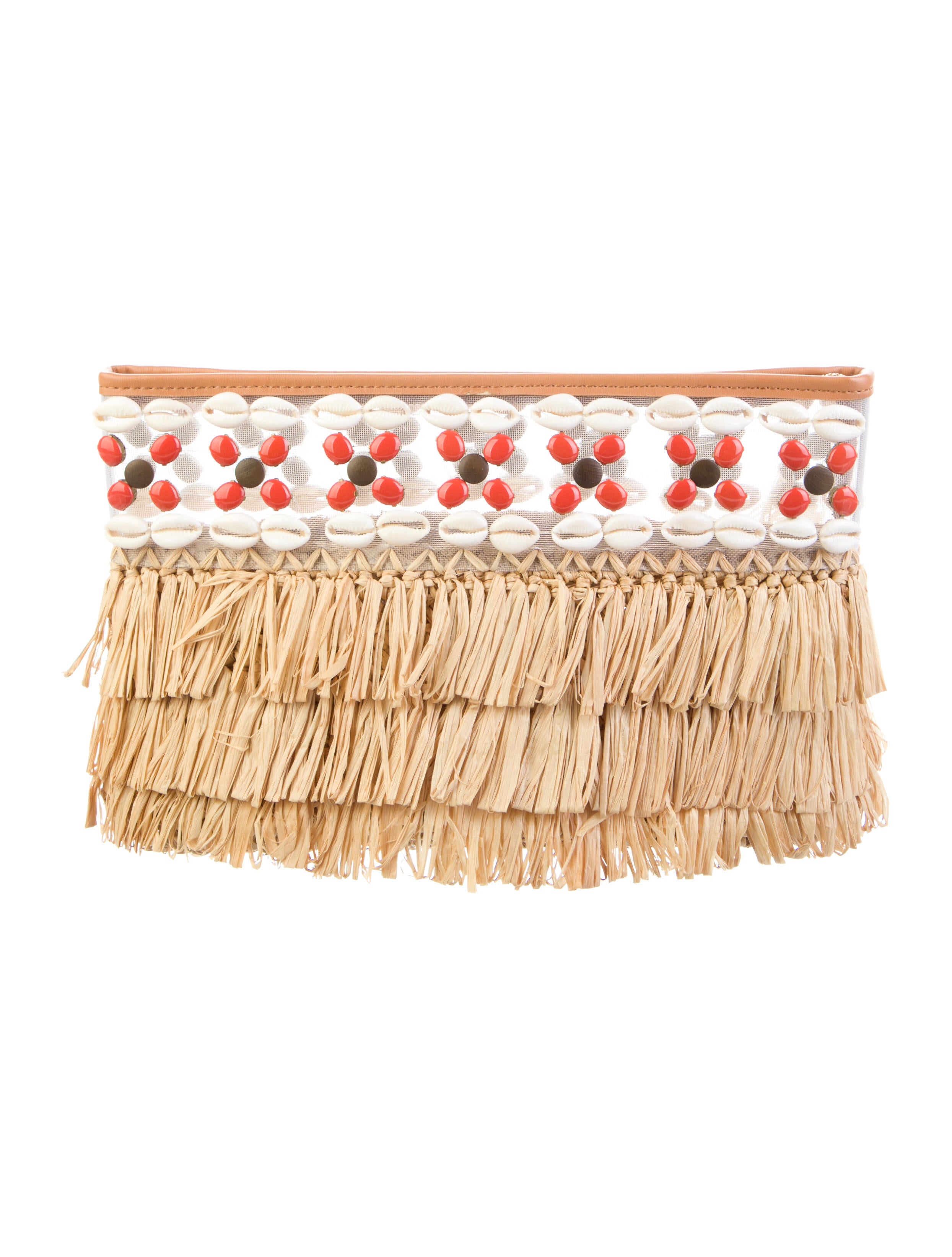 Tory Burch Embellished Raffia Clutch - Neutrals Clutches, Handbags ...