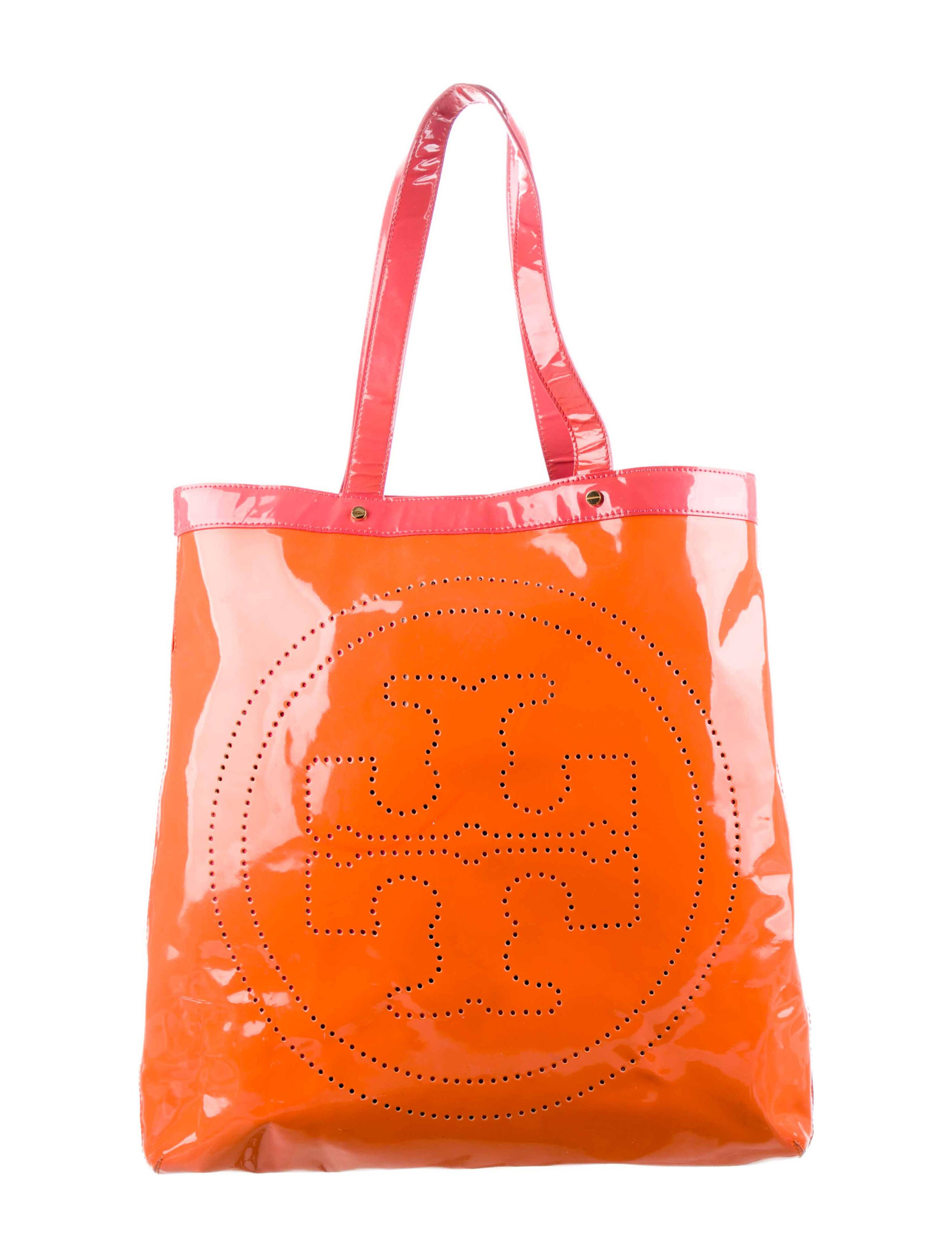 Tory Burch Lasercut Patent Leather Tote - Orange Totes, Handbags ...