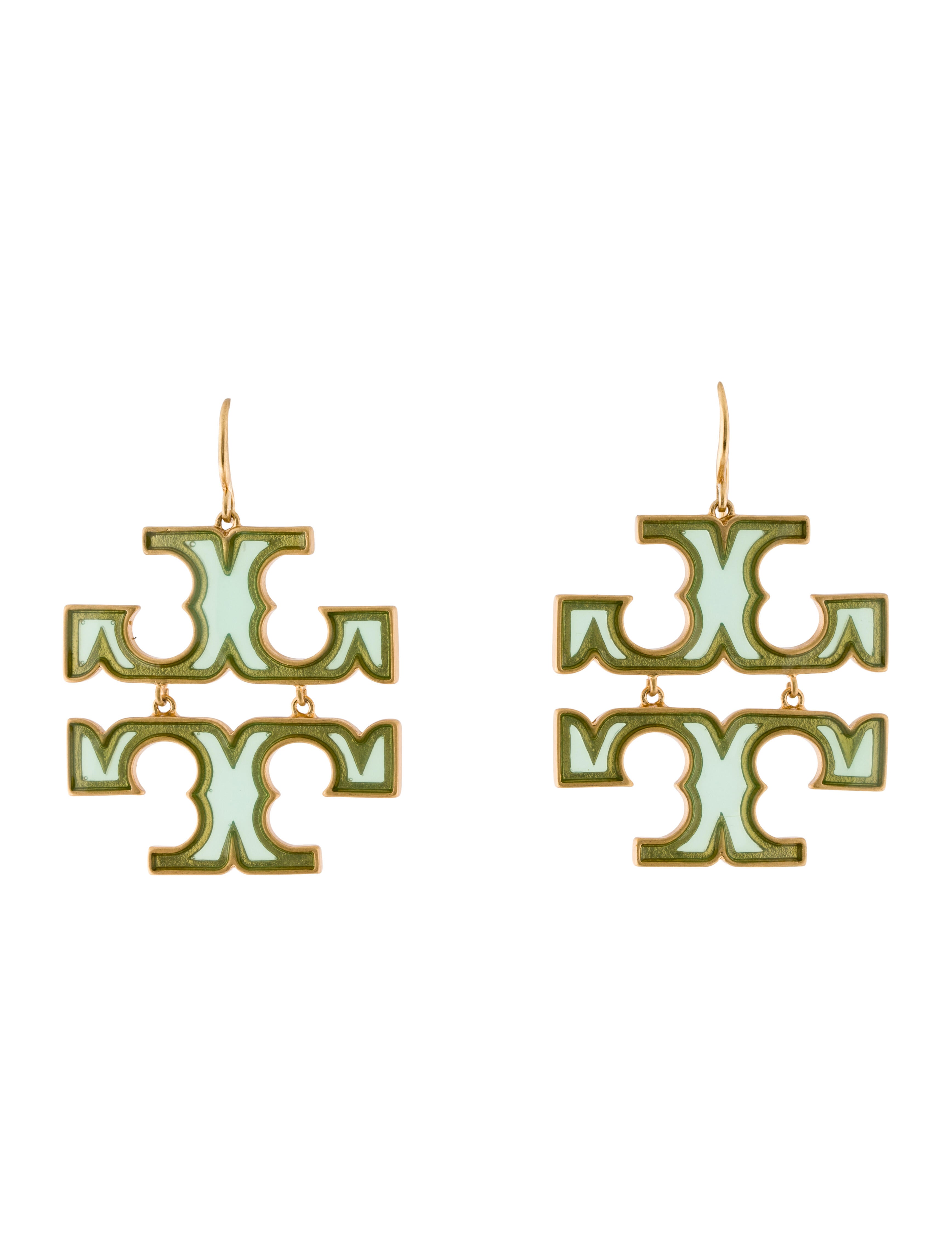 Tory Burch Enamel Logo Drop Earrings - 18K Yellow Gold-Plated Drop ...