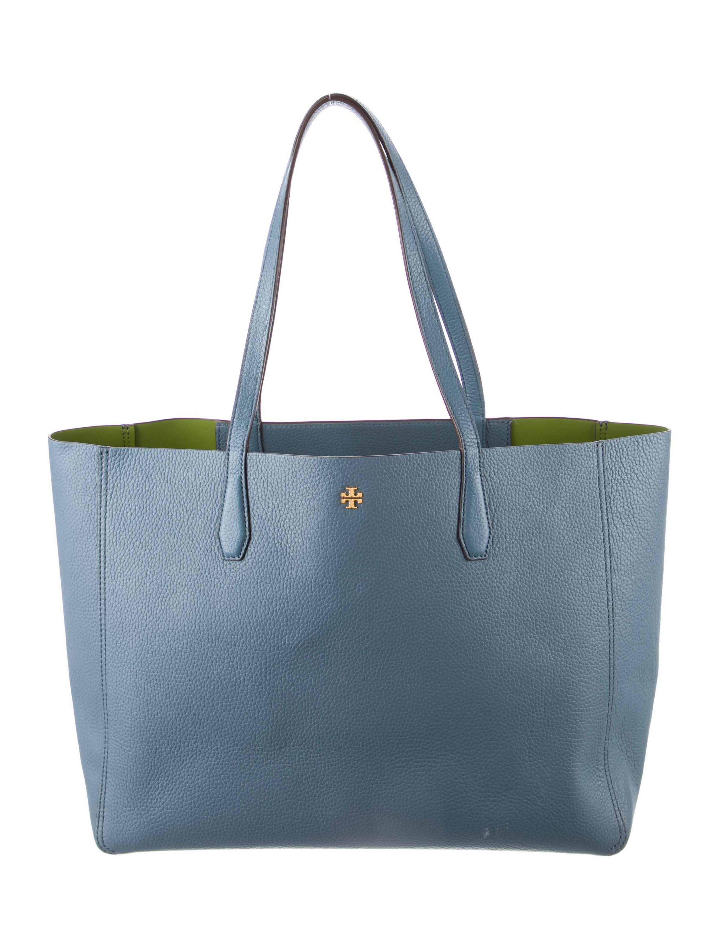 Tory Burch Leather-Trimmed Straw Tote - Blue Totes, Handbags ...