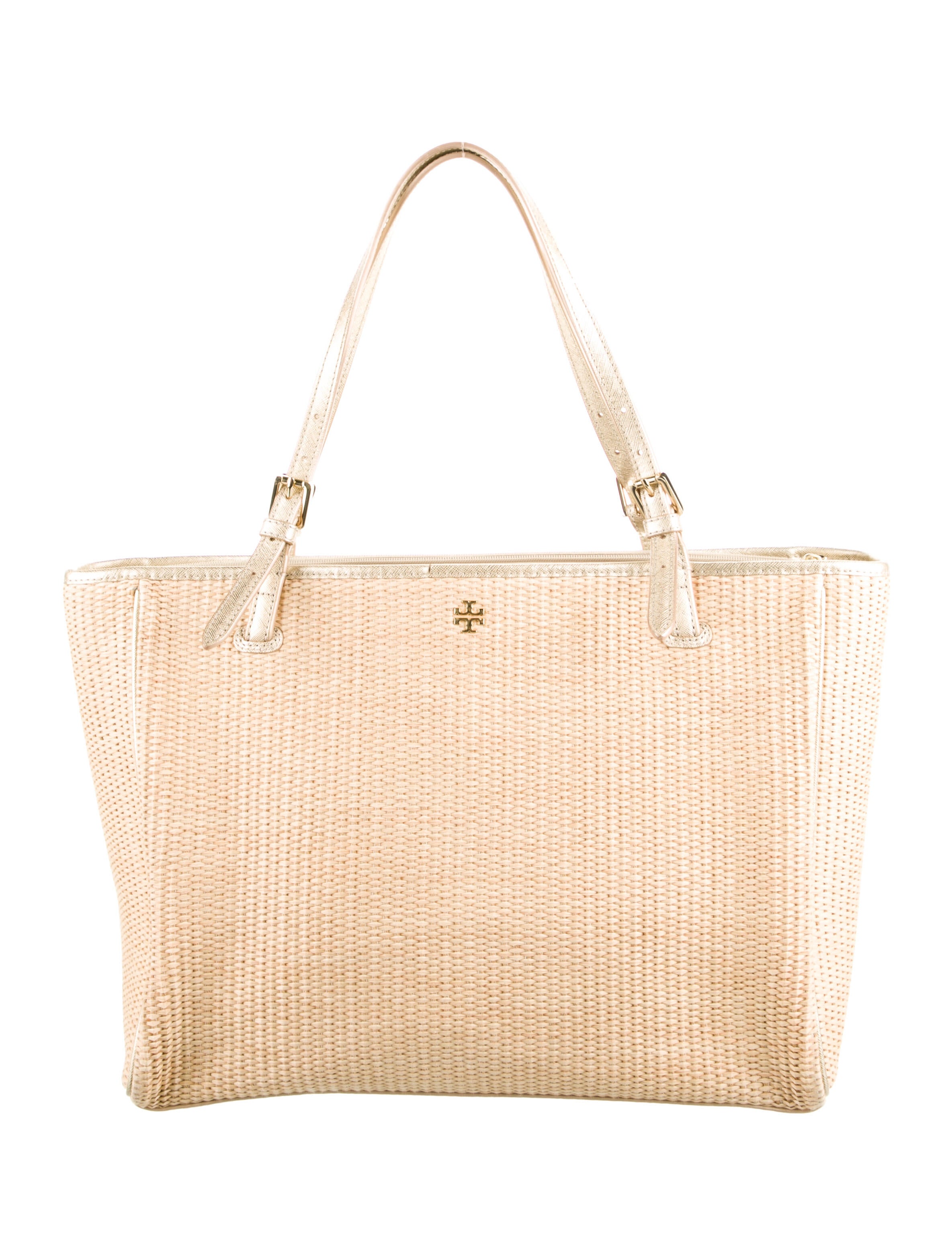 Tory Burch Raffia Tote Bag - Metallic Totes, Handbags - WTO518401 | The ...