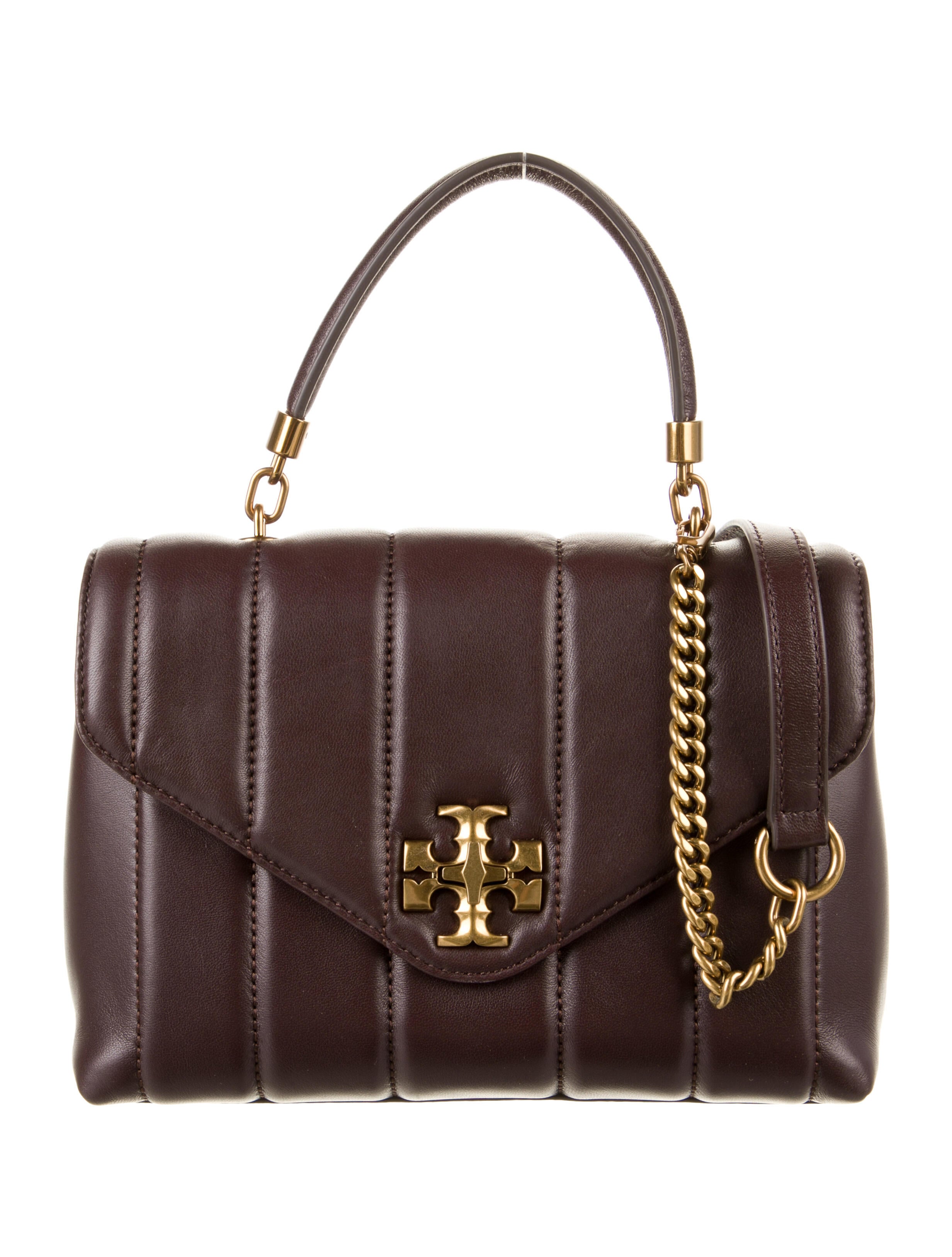 Tory Burch Chain-Link Leather Handle Bag - Brown Handle Bags, Handbags ...