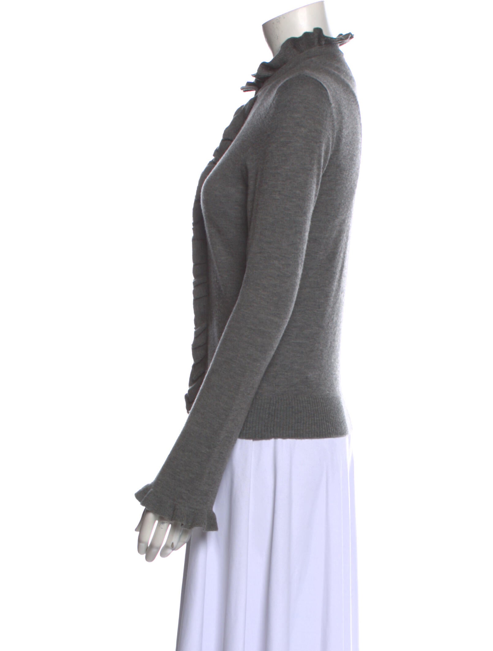 Tory Burch Collared Wool Sweater - Grey Knitwear, Clothing - WTO93884 ...