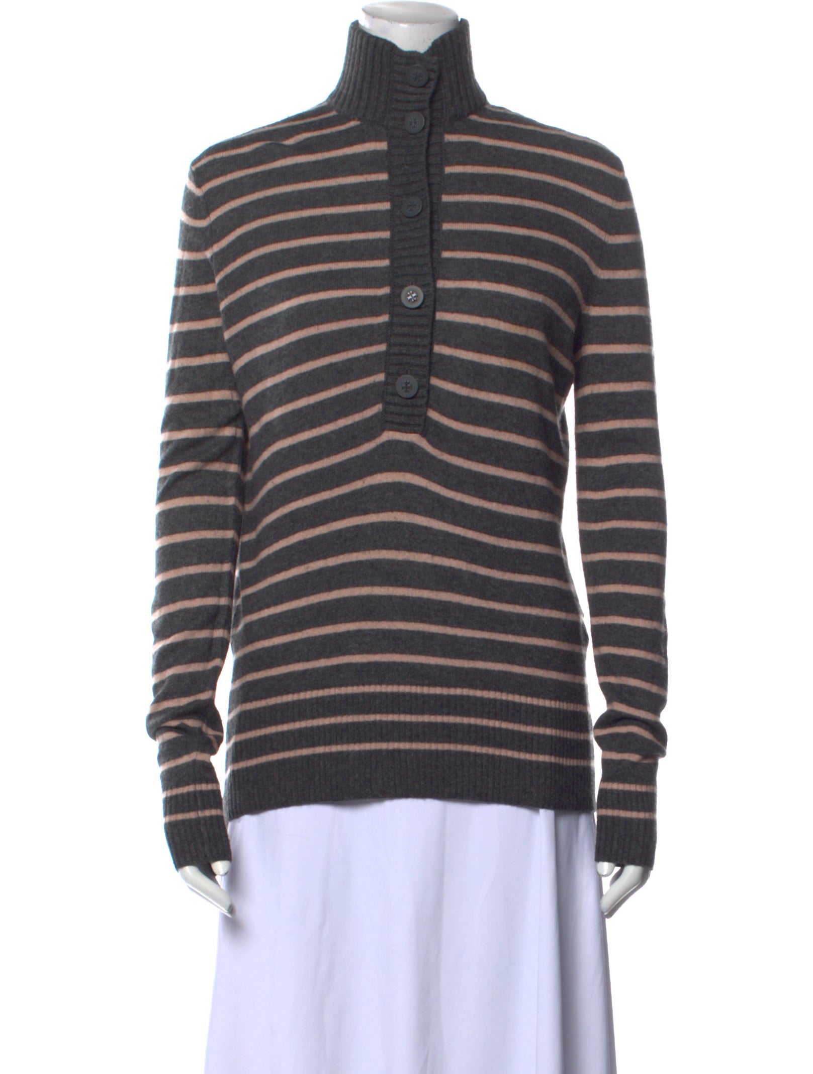 Tory Burch Collared Wool Sweater - Grey Knitwear, Clothing - WTO93884 ...