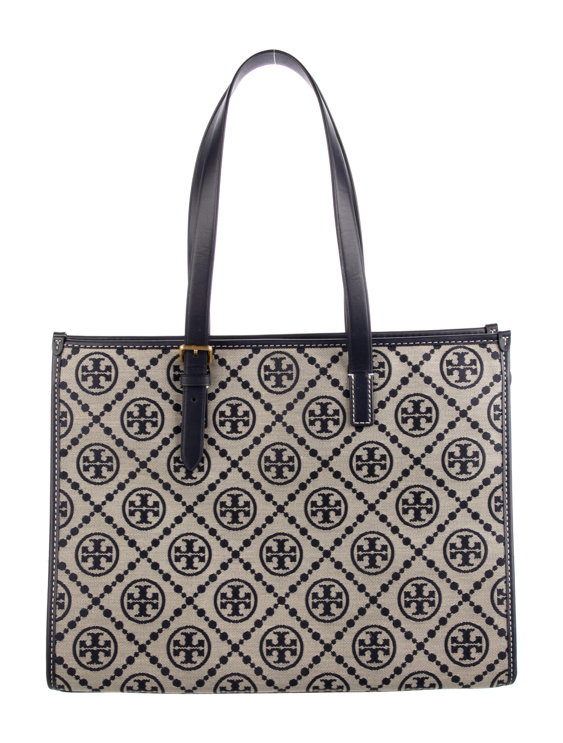 Tory Burch Patterned Leather Trim Tote Bag - Blue Totes, Handbags ...