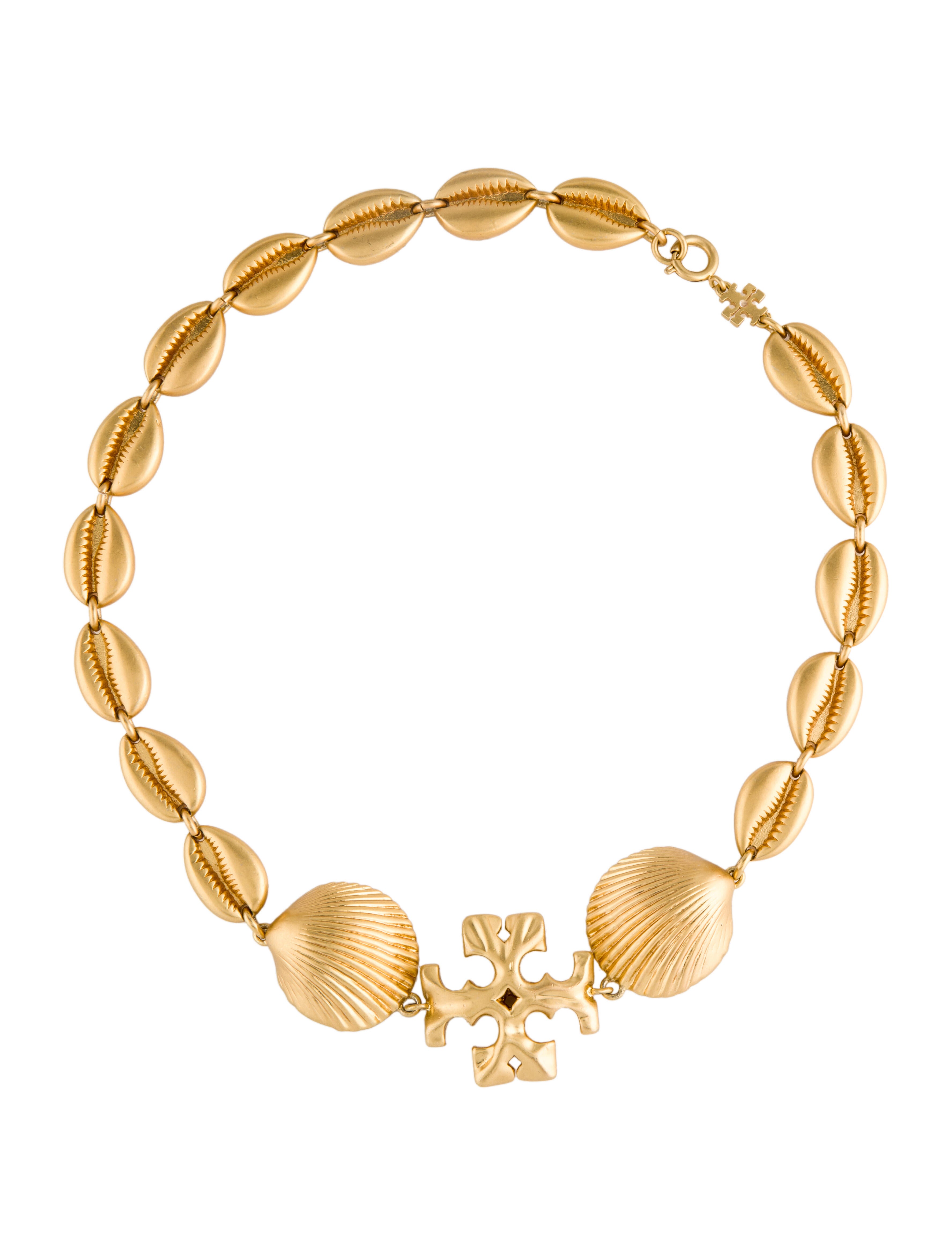 Tory Burch Puka Shell Collar Necklace - Silver-Tone Metal Collar ...