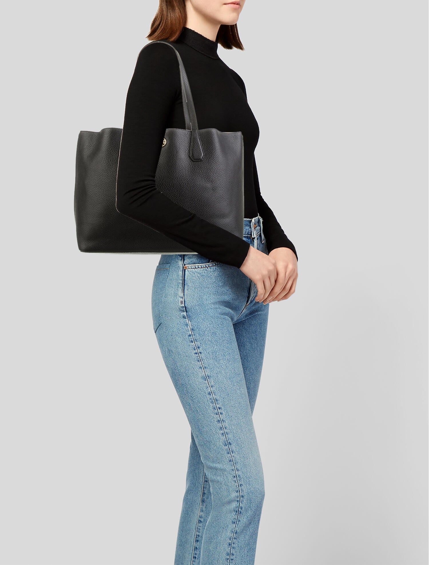 Tory Burch Textured Leather Tote - Black Totes, Handbags - WTO99640 ...