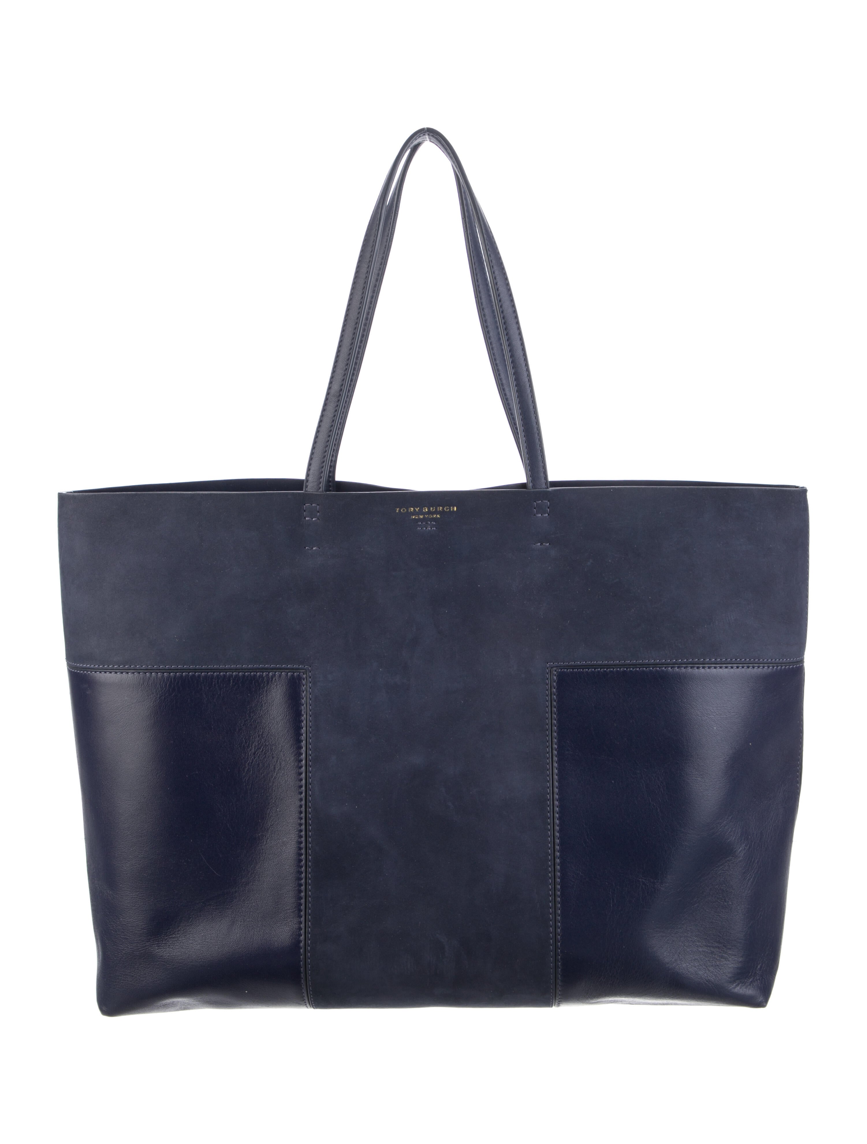 Tory Burch Suede Leather-Trimmed Tote - Blue Totes, Handbags ...