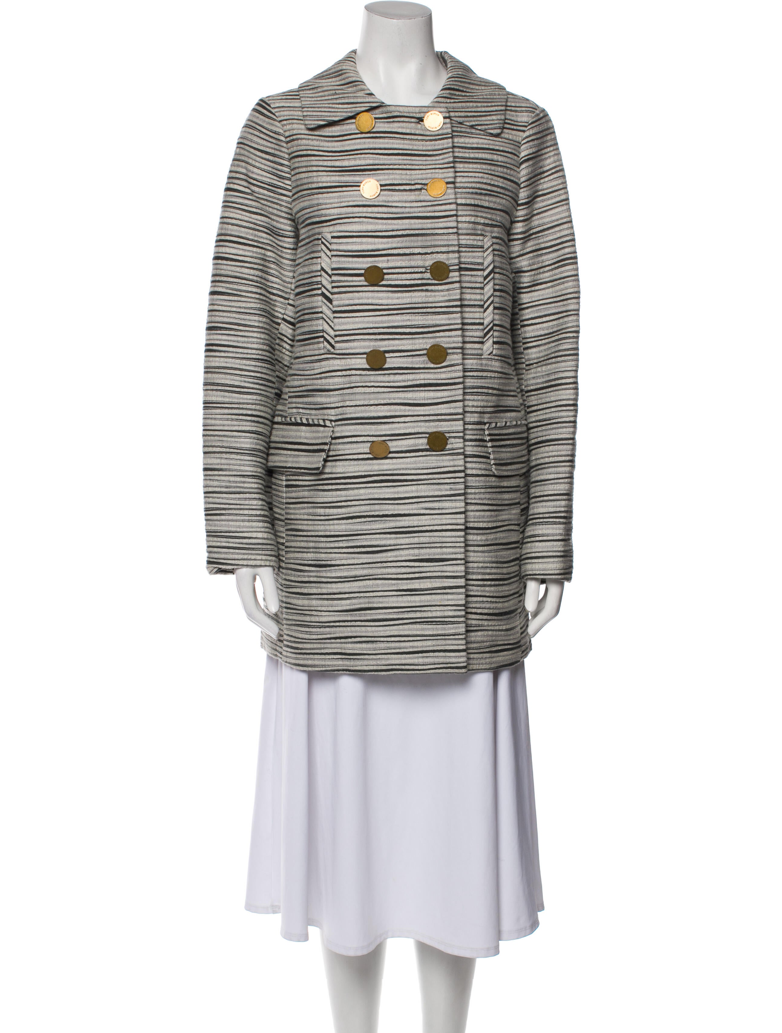 Tory Burch Striped Coat - Grey Coats, Clothing - WTO541909 | The RealReal
