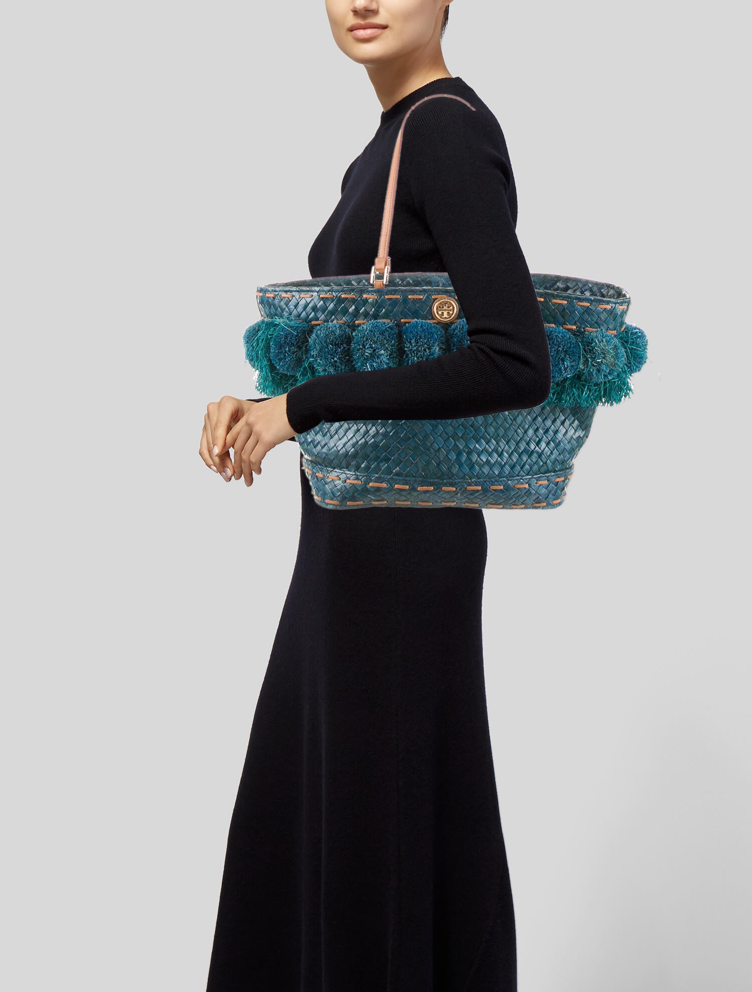 Tory Burch Woven Raffia Beach Tote Bag - Blue Totes, Handbags ...