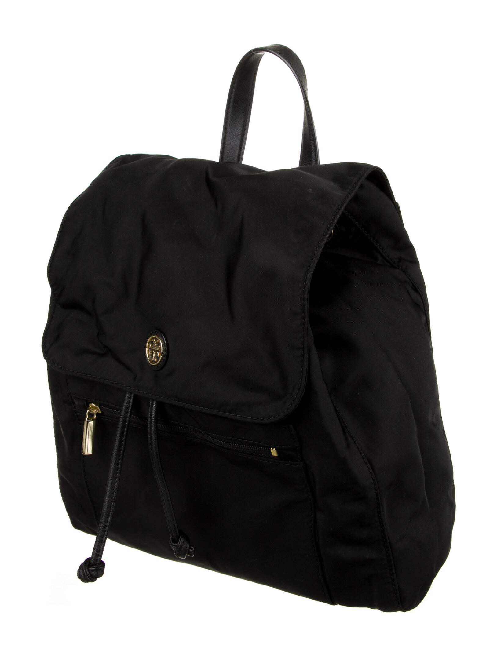 Tory Burch Saffiano Leather Trimmed Nylon Backpack - Black Backpacks ...