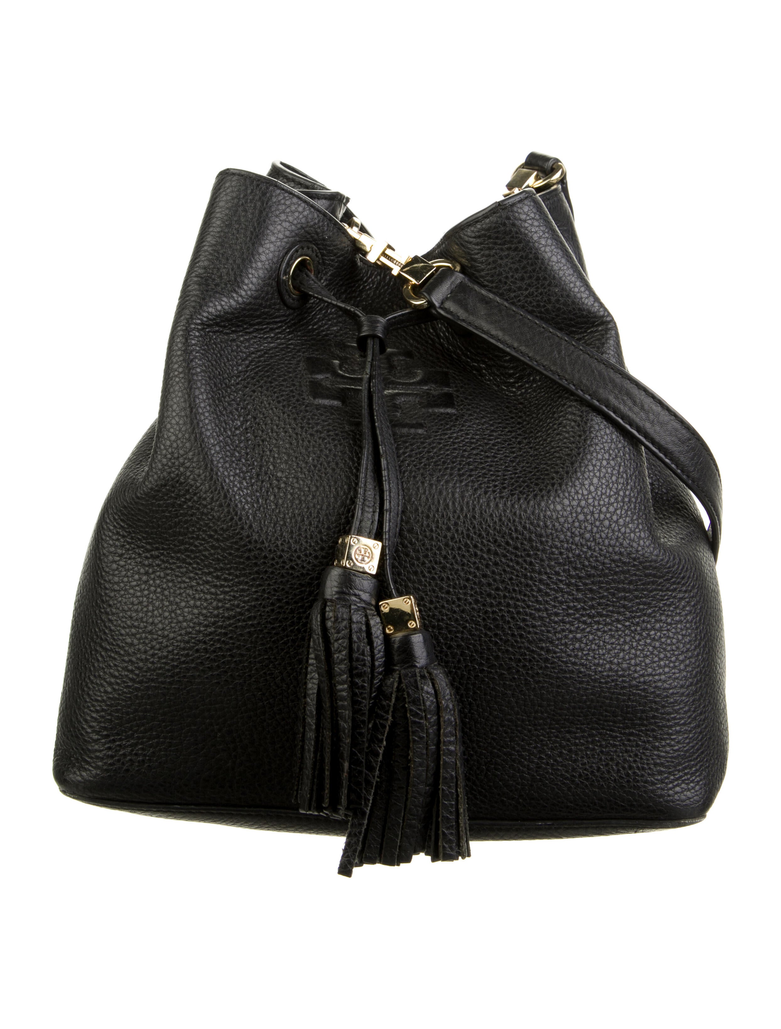 Tory Burch Leather Bucket Bag - Black Bucket Bags, Handbags - WTO552469 ...