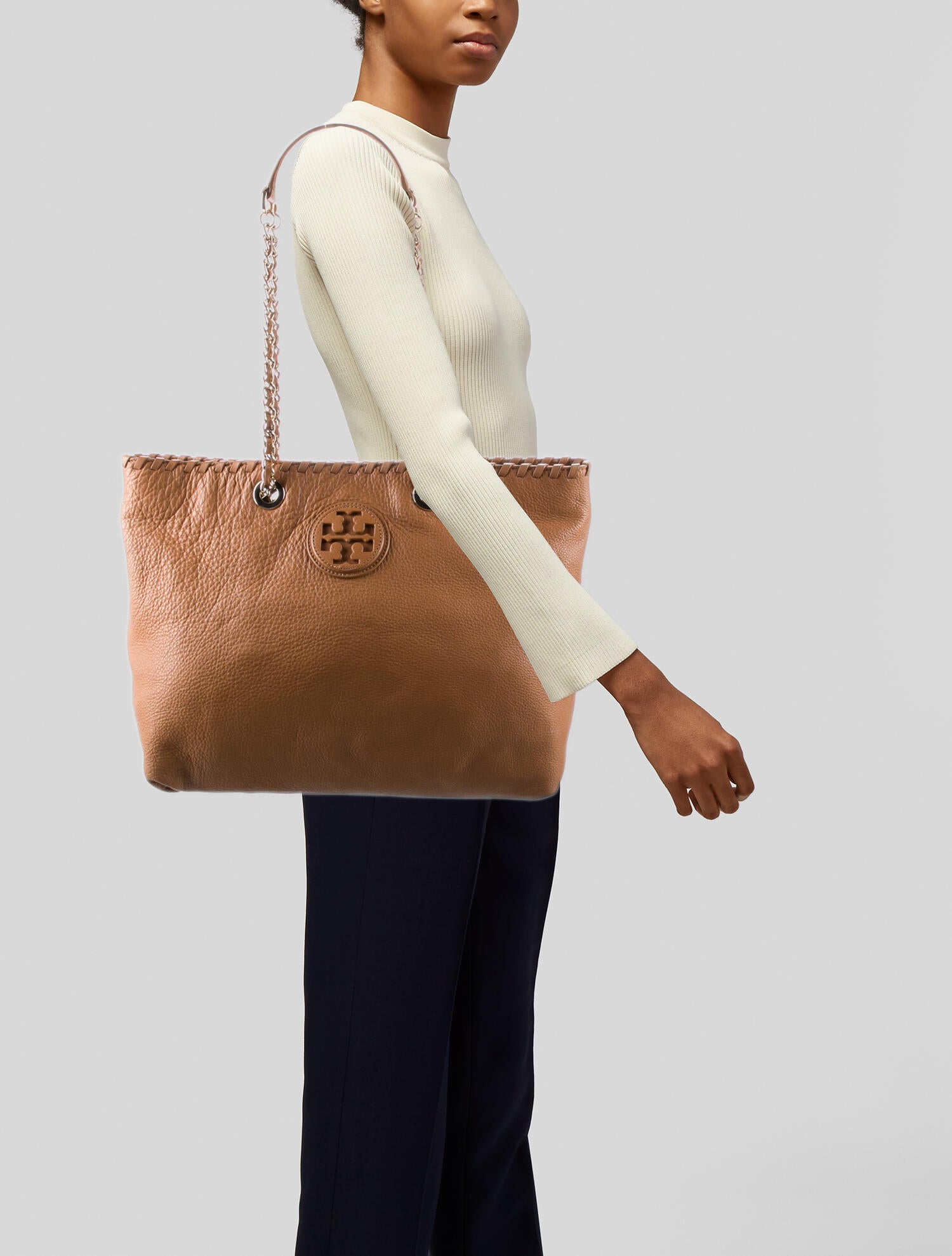 Tory Burch Pebbled Leather Shoulder Bag - Brown Shoulder Bags, Handbags - WTO483122 | The RealReal