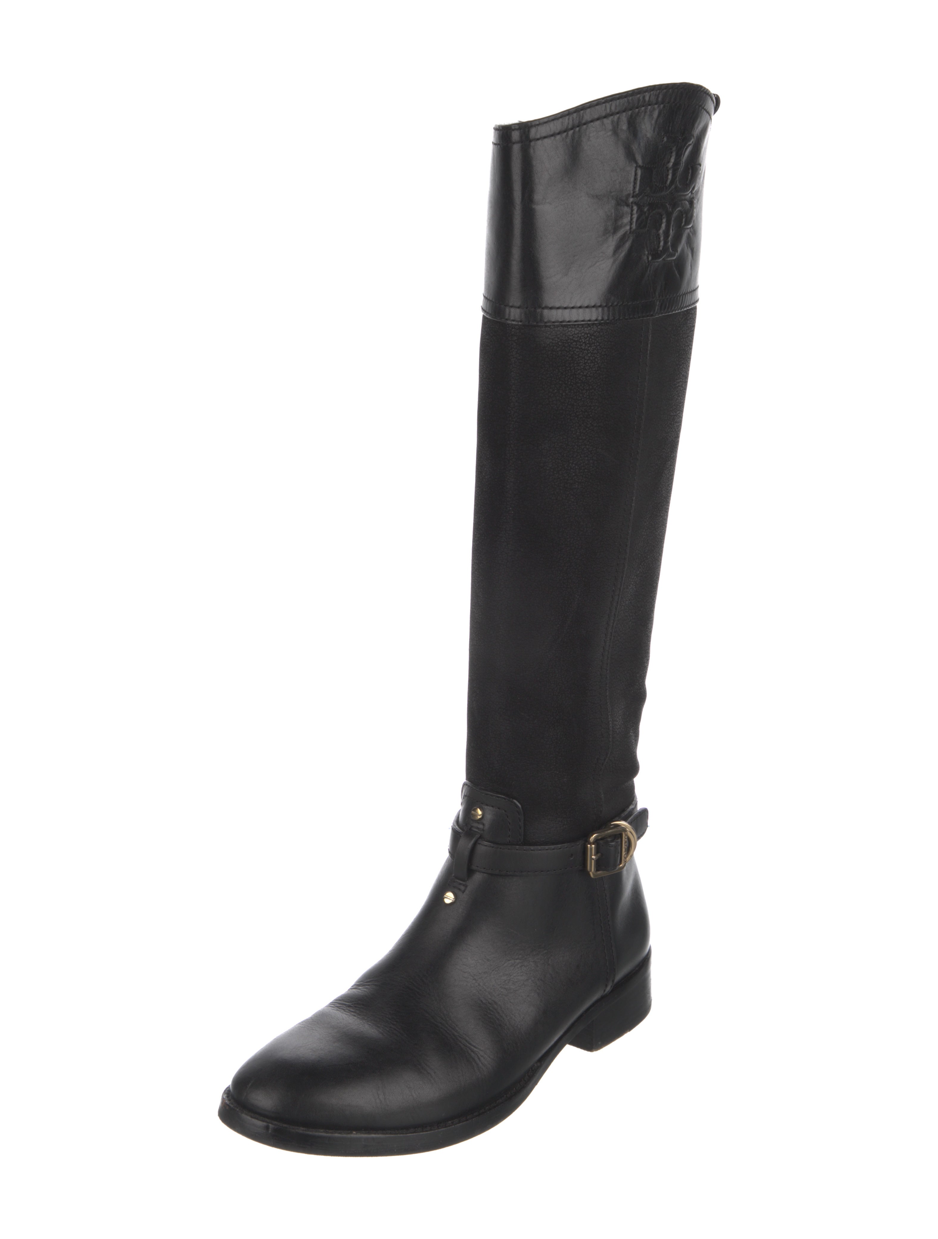 Tory Burch Leather Riding Boots - Black Boots, Shoes - WTO565343 | The ...
