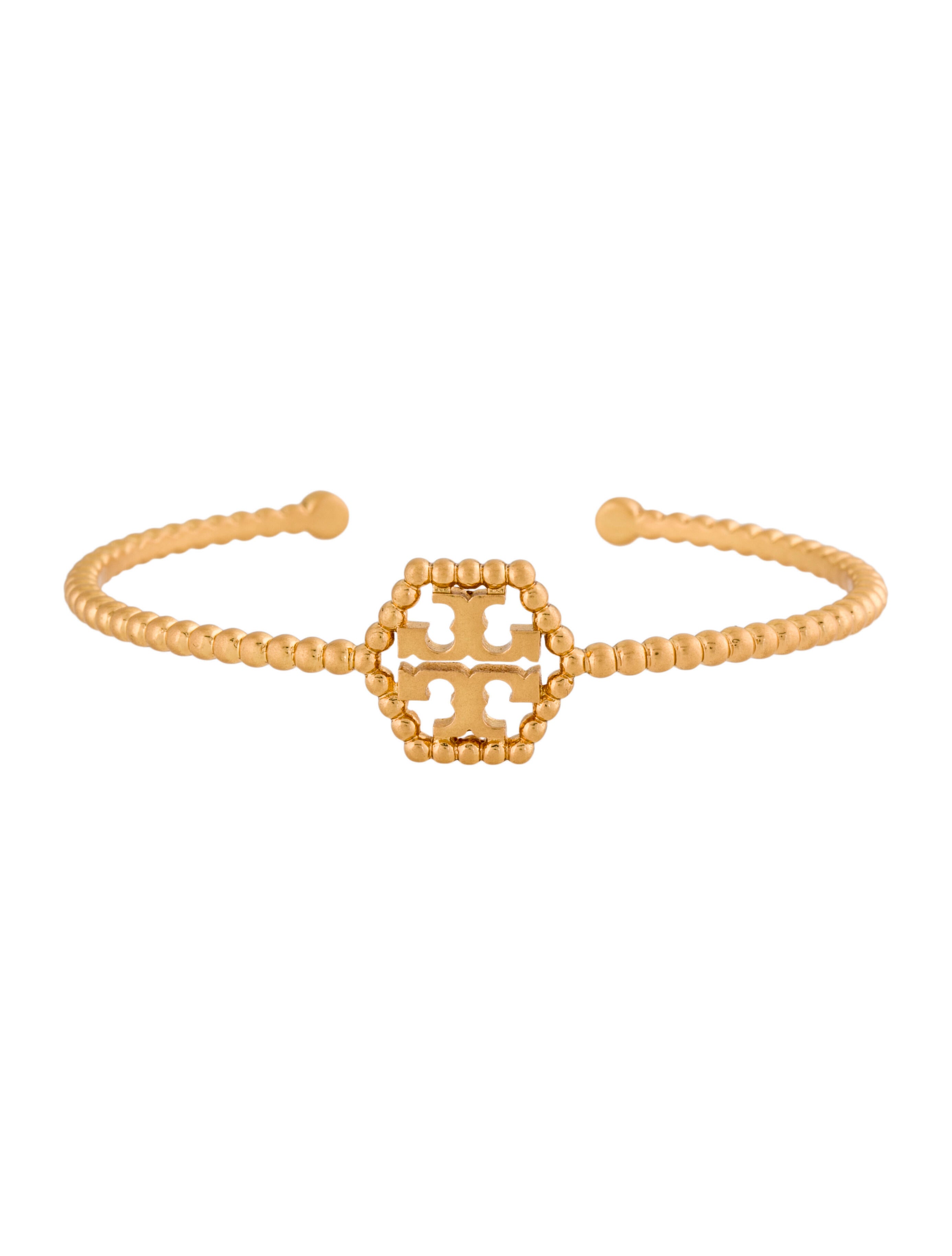 Tory Burch Milgrain Hex Cuff Bracelet Gold Tone Metal Cuff Bracelets WTO566679 The RealReal
