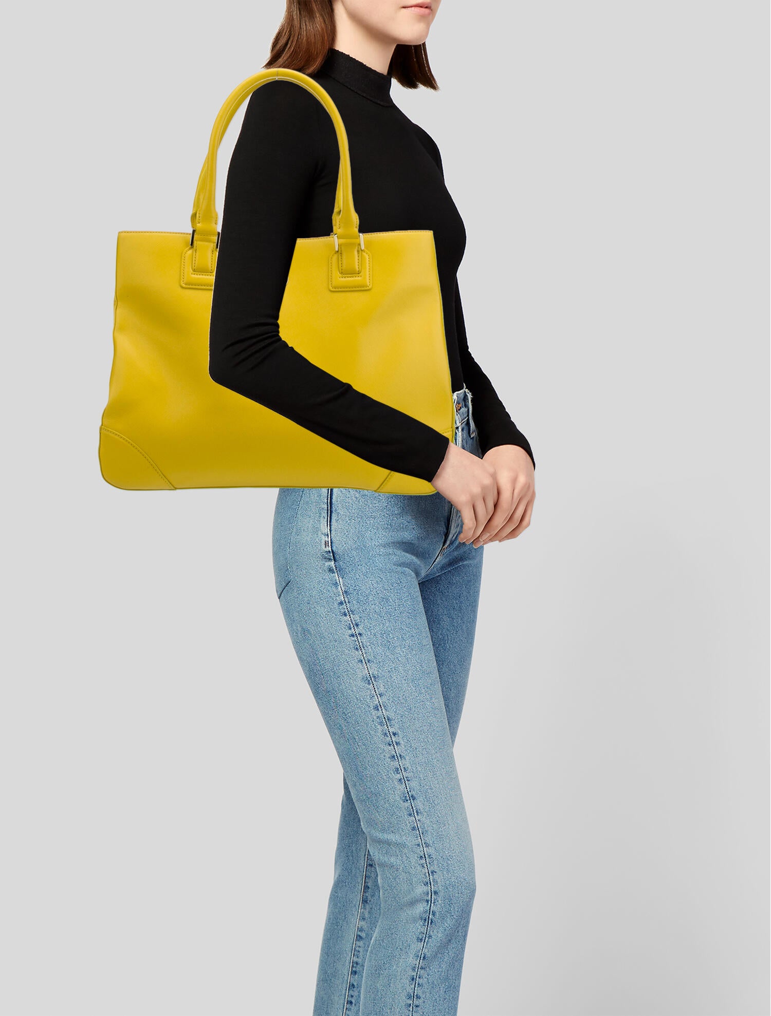 Tory Burch Saffiano Leather Tote Bag - Yellow Totes, Handbags ...
