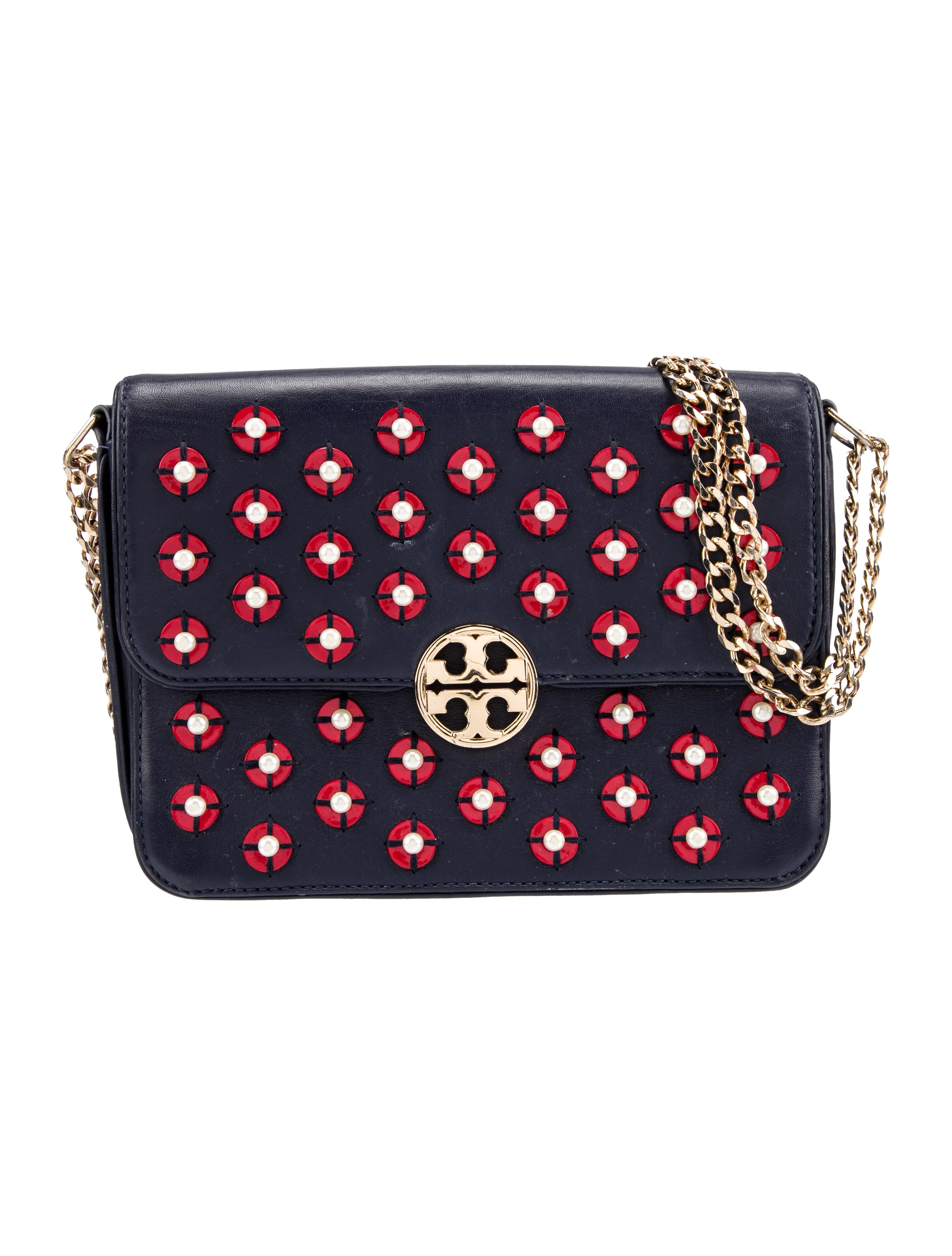 Tory Burch Leather Shoulder Bag - Blue Shoulder Bags, Handbags ...