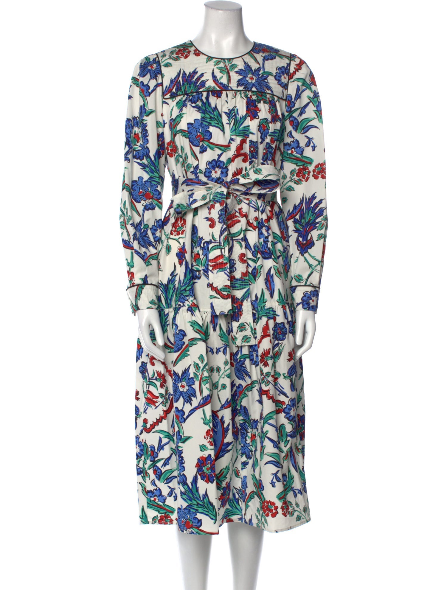 Tory Burch Floral Print Midi Length Dress w/ Tags - White Dresses ...