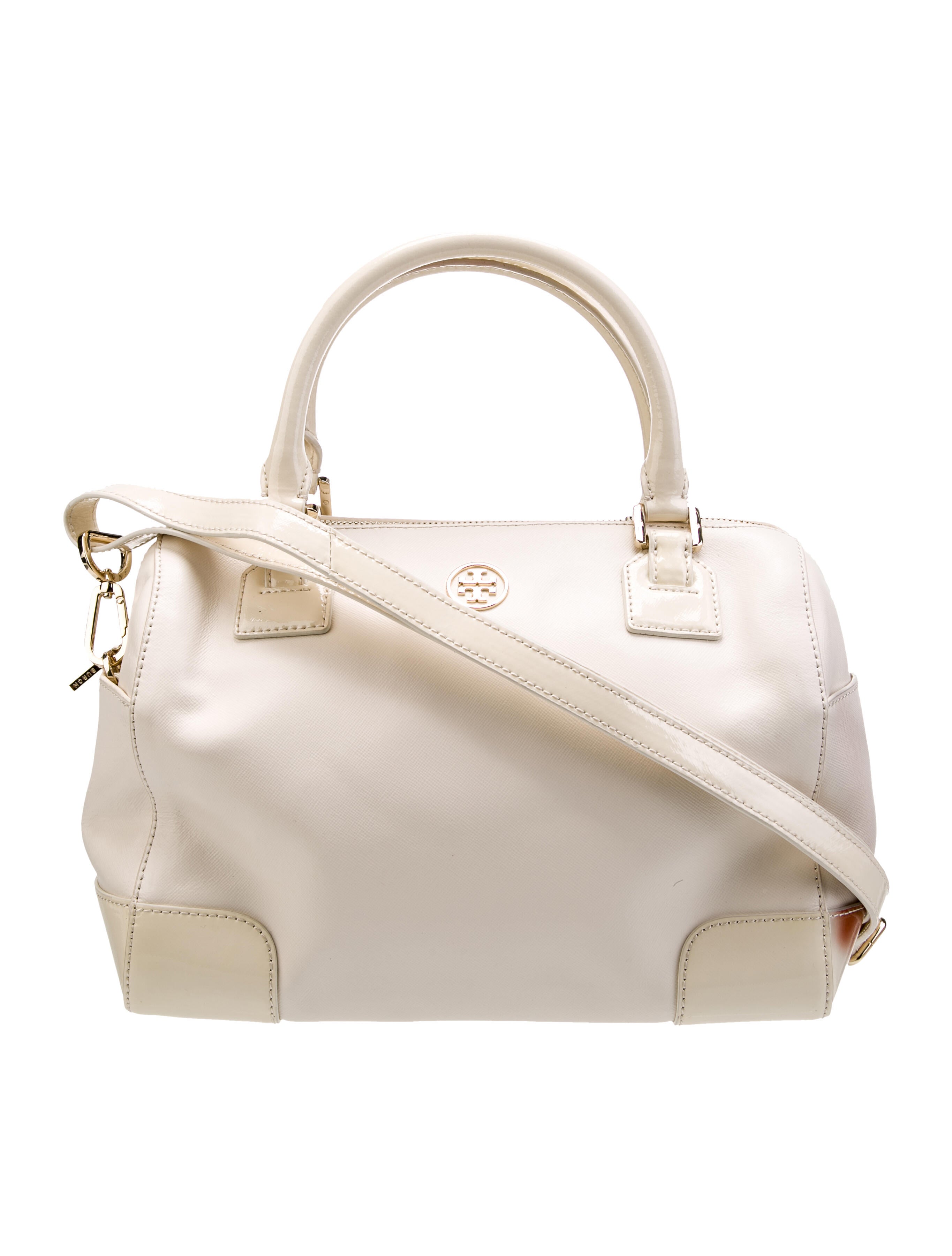 Tory Burch Patent Leather-Trimmed Coated Canvas Handle Bag - White ...