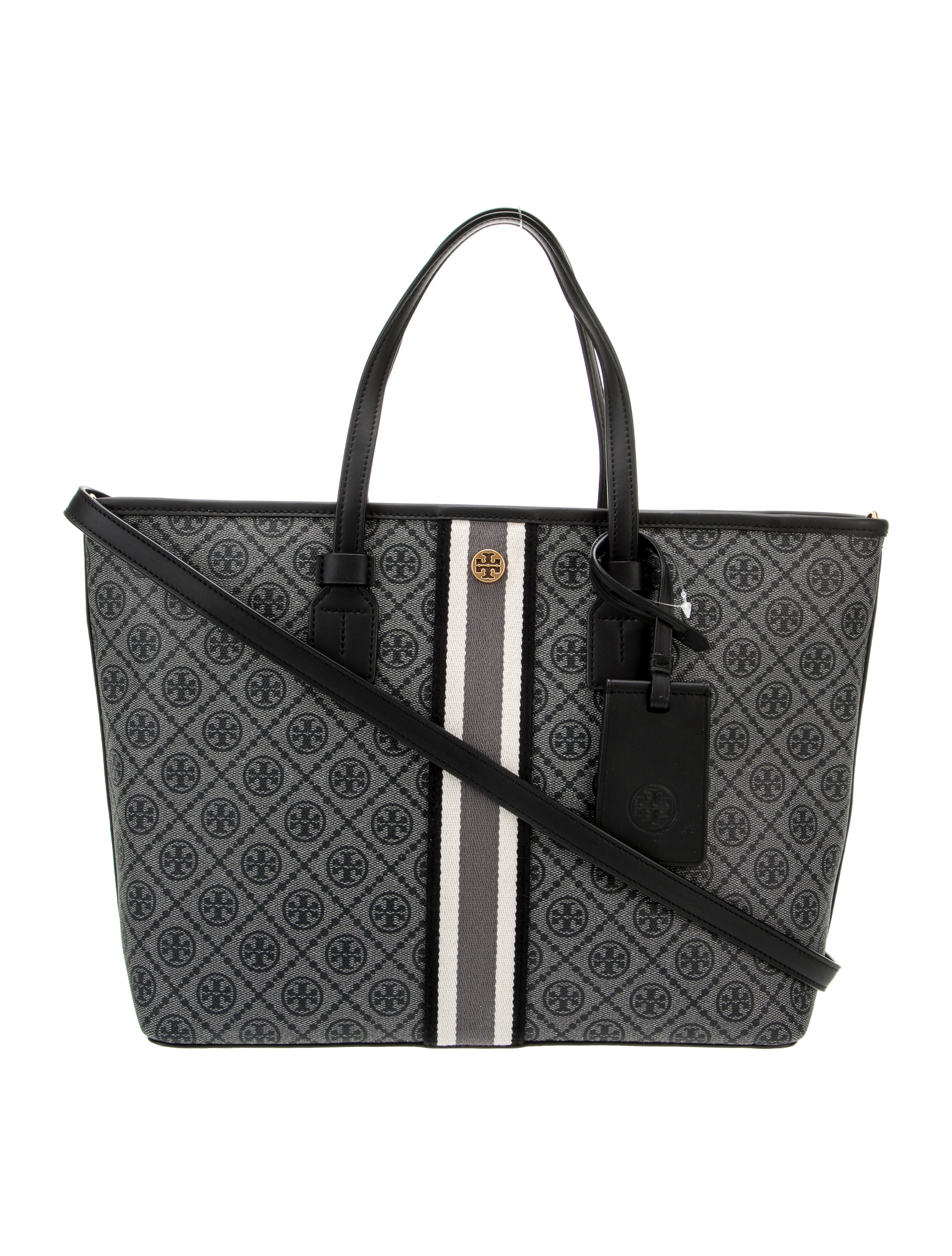 Tory Burch Leather Trim Coated Canvas Tote Bag w/ Tags - Black Totes ...