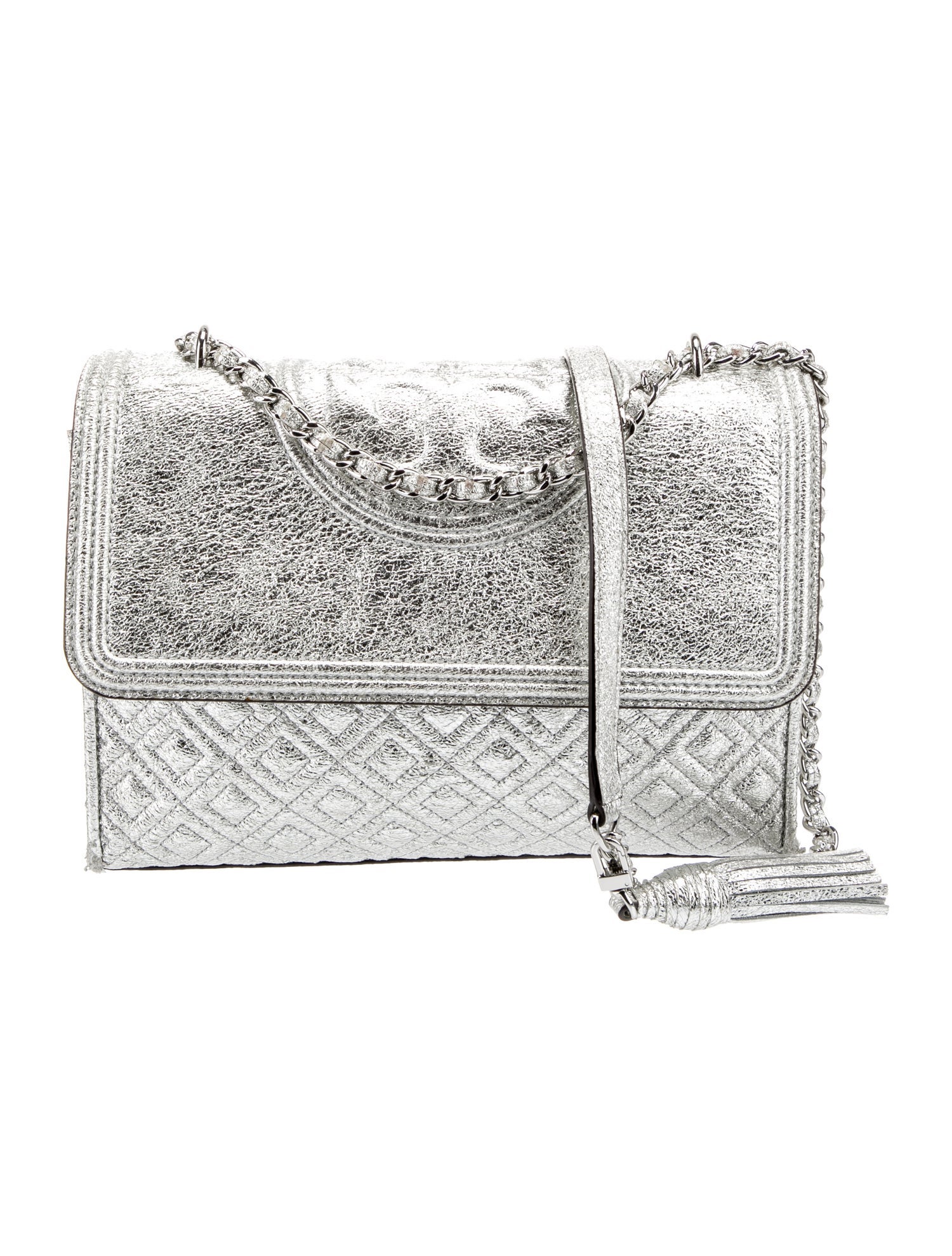 Tory Burch Leather Shoulder Bag - Silver Shoulder Bags, Handbags ...