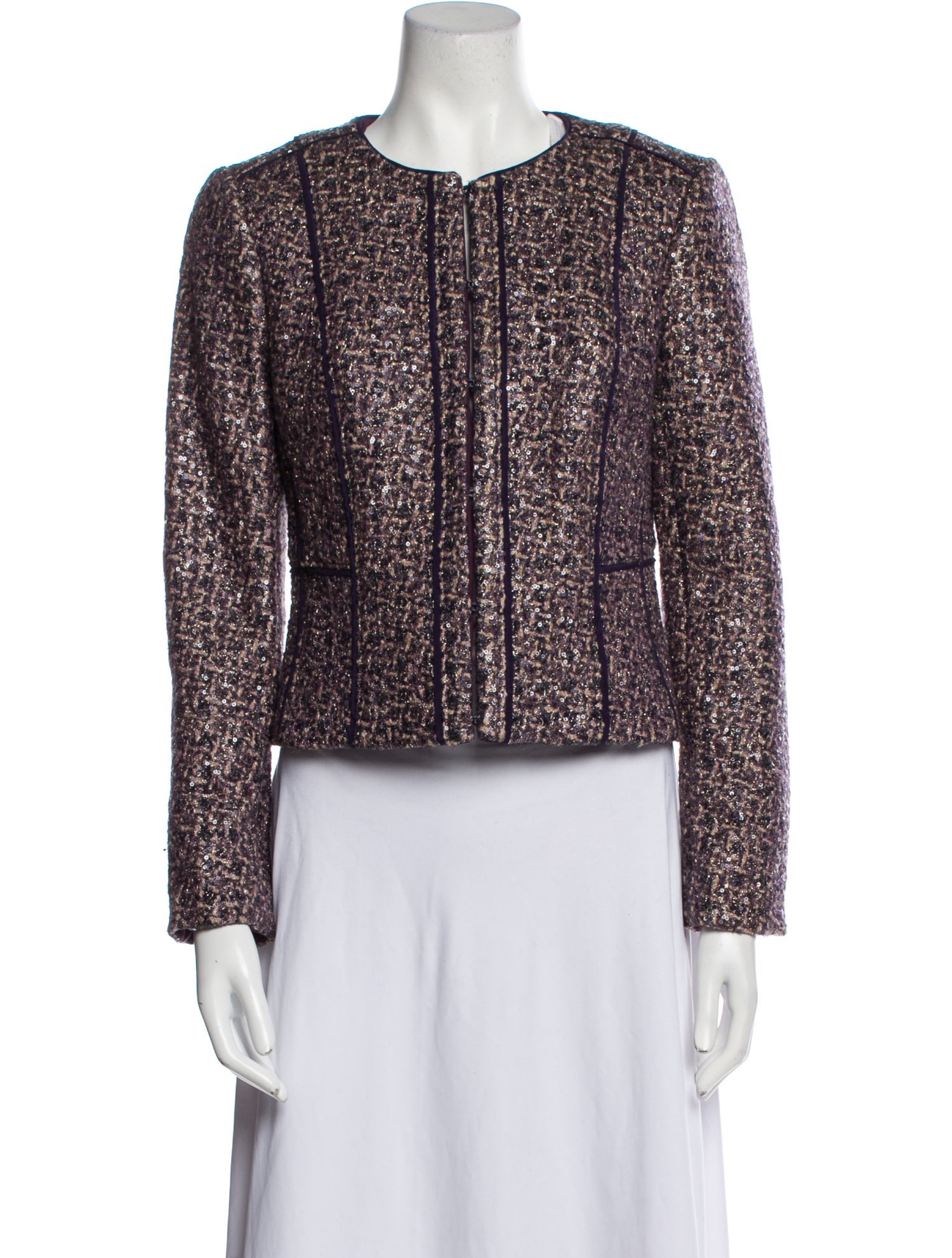 Tory Burch Tweed Pattern Evening Jacket - Purple Jackets, Clothing ...