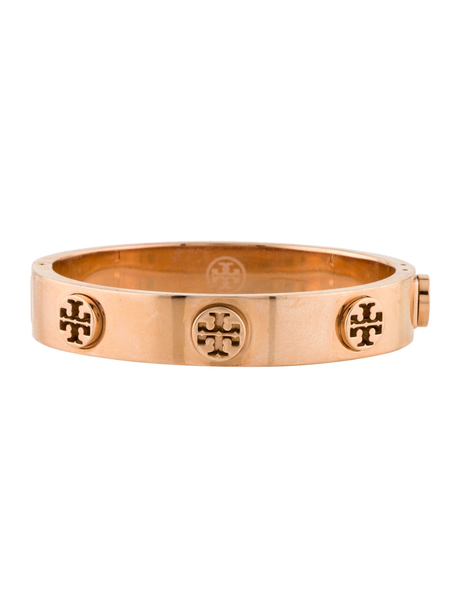Tory Burch Logo Stud Hinged Bangle - Gold-Tone Metal Bangle, Bracelets ...