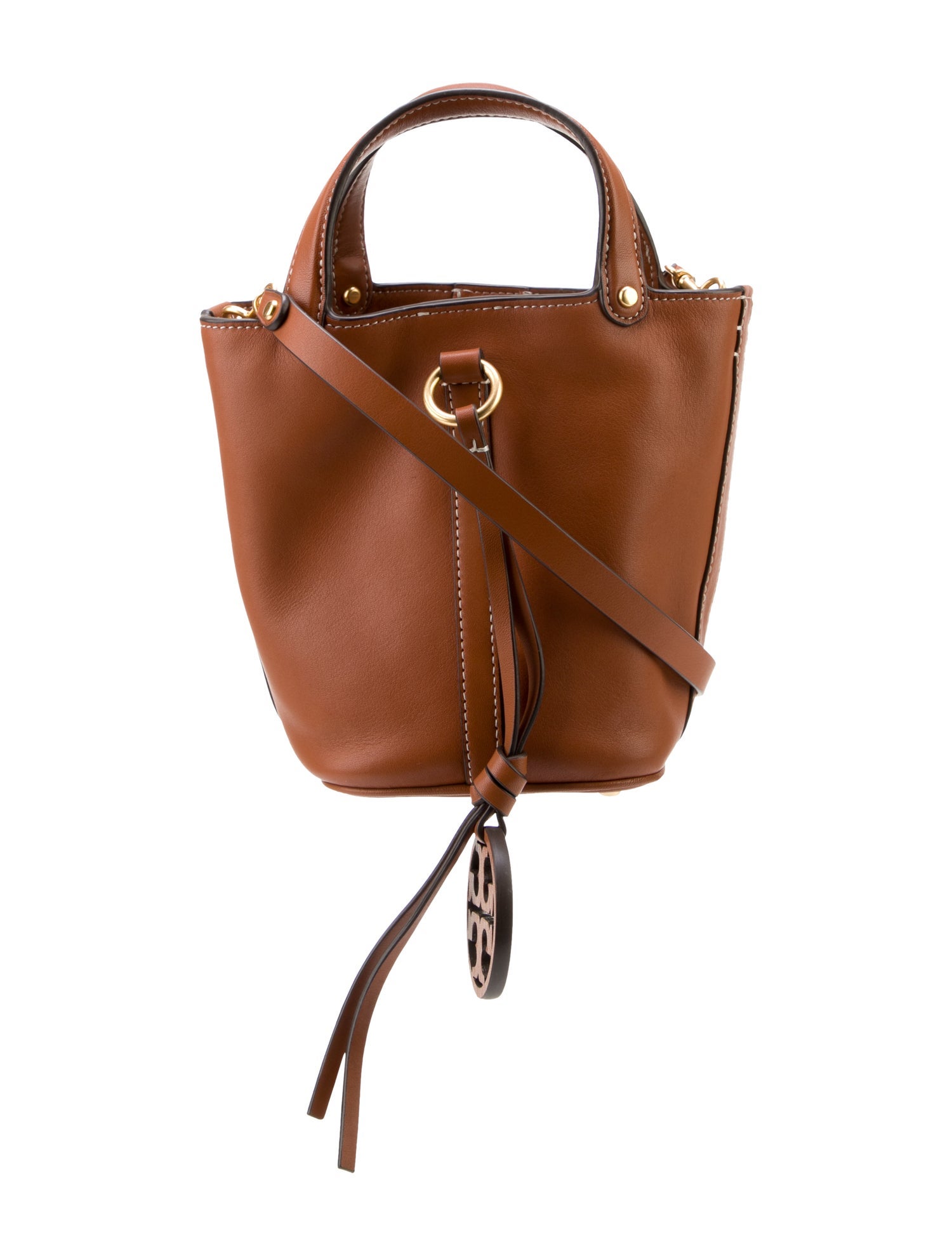 Tory Burch Leather Bucket Bag - Brown Bucket Bags, Handbags - WTO605745 ...