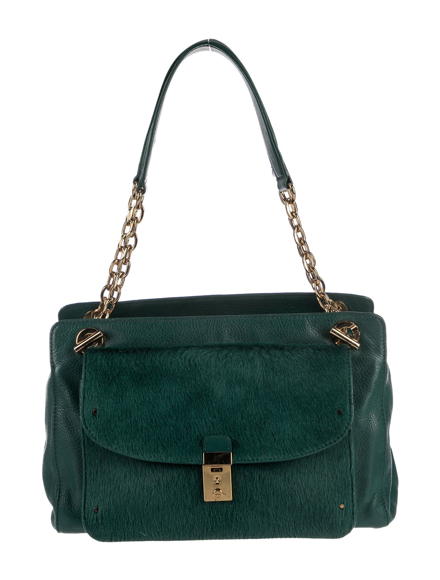 Tory Burch Chain-Link Leather Shoulder Bag - Green Shoulder Bags ...