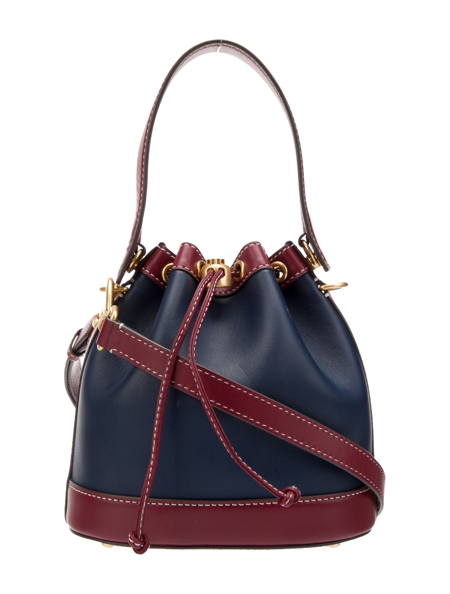 Tory Burch Leather Bucket Bag w/ Tags - Blue Bucket Bags, Handbags ...