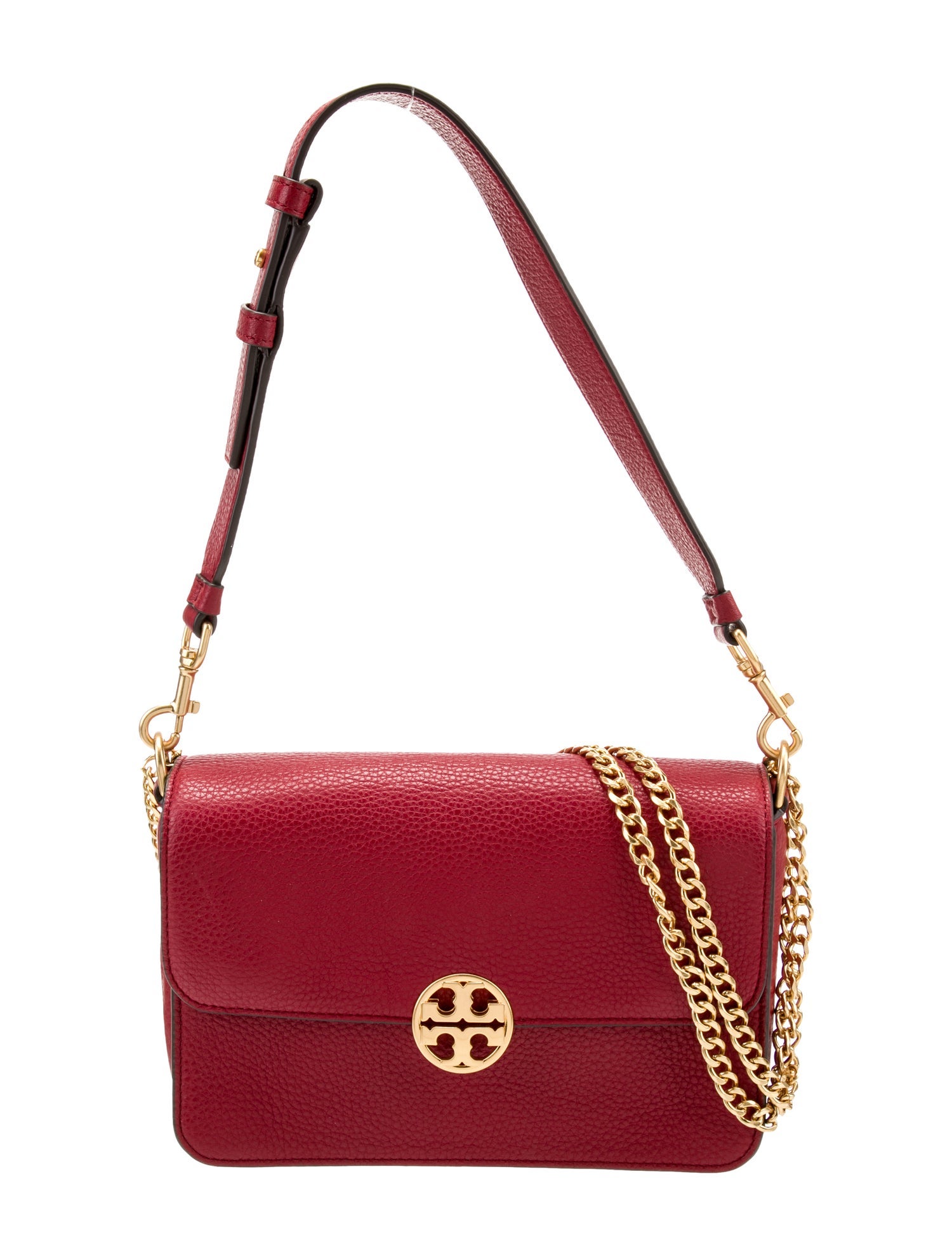 Tory Burch Solid Leather Shoulder Bag - Red Shoulder Bags, Handbags ...