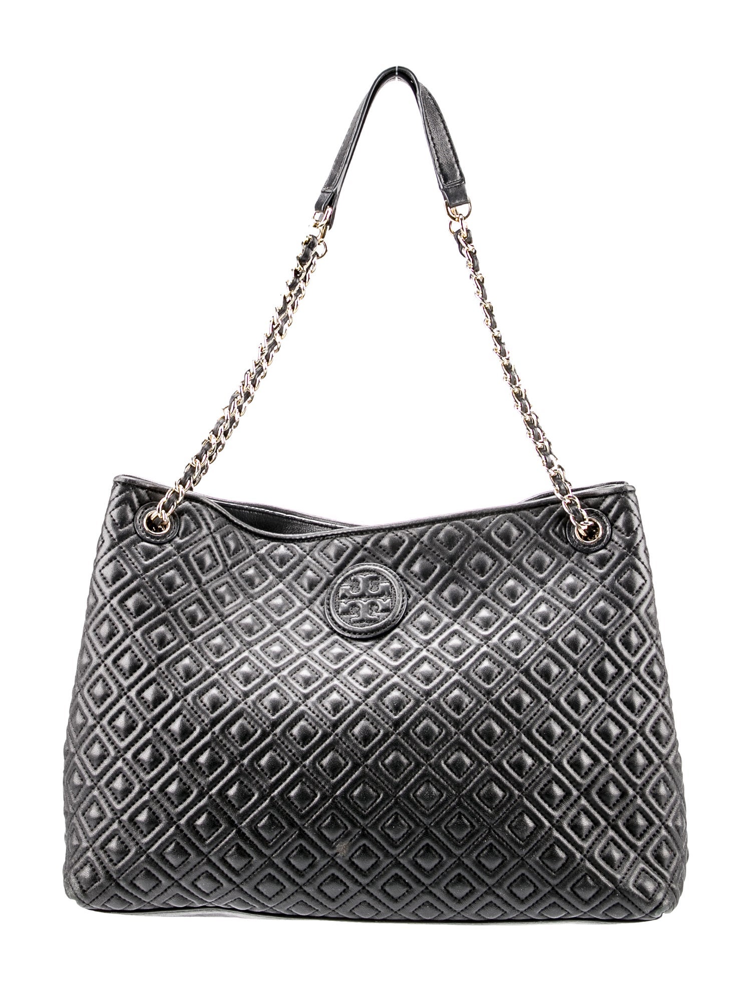 Tory Burch Logo Leather Shoulder Bag - Black Shoulder Bags, Handbags ...