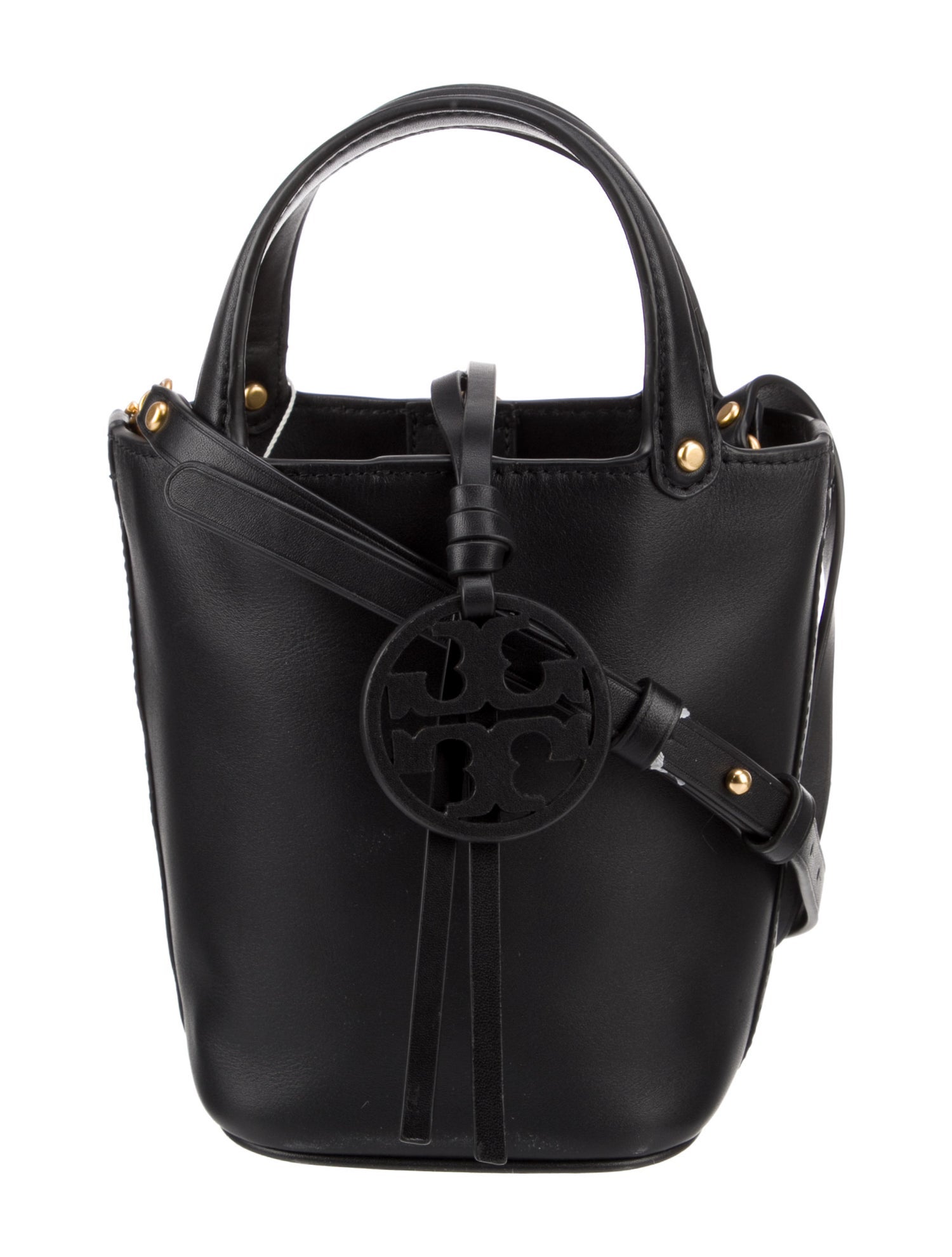 Tory Burch Solid Leather Bucket Bag - Black Bucket Bags, Handbags ...