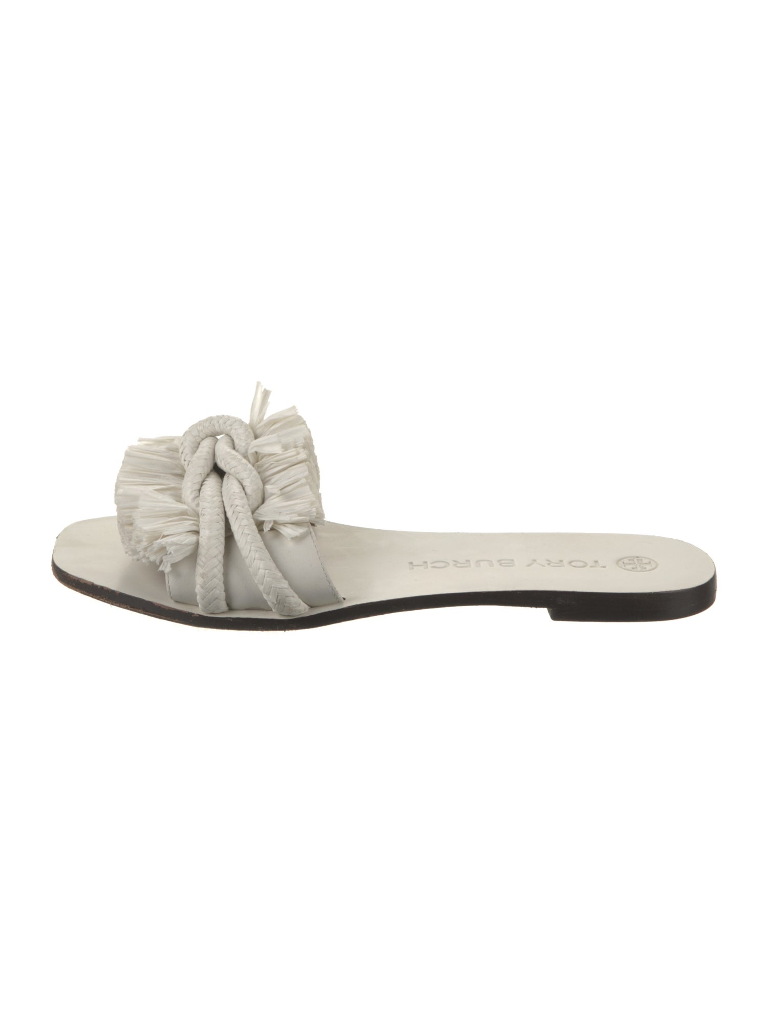 Tory Burch Leather Braided Accents Slides - White Sandals, Shoes ...