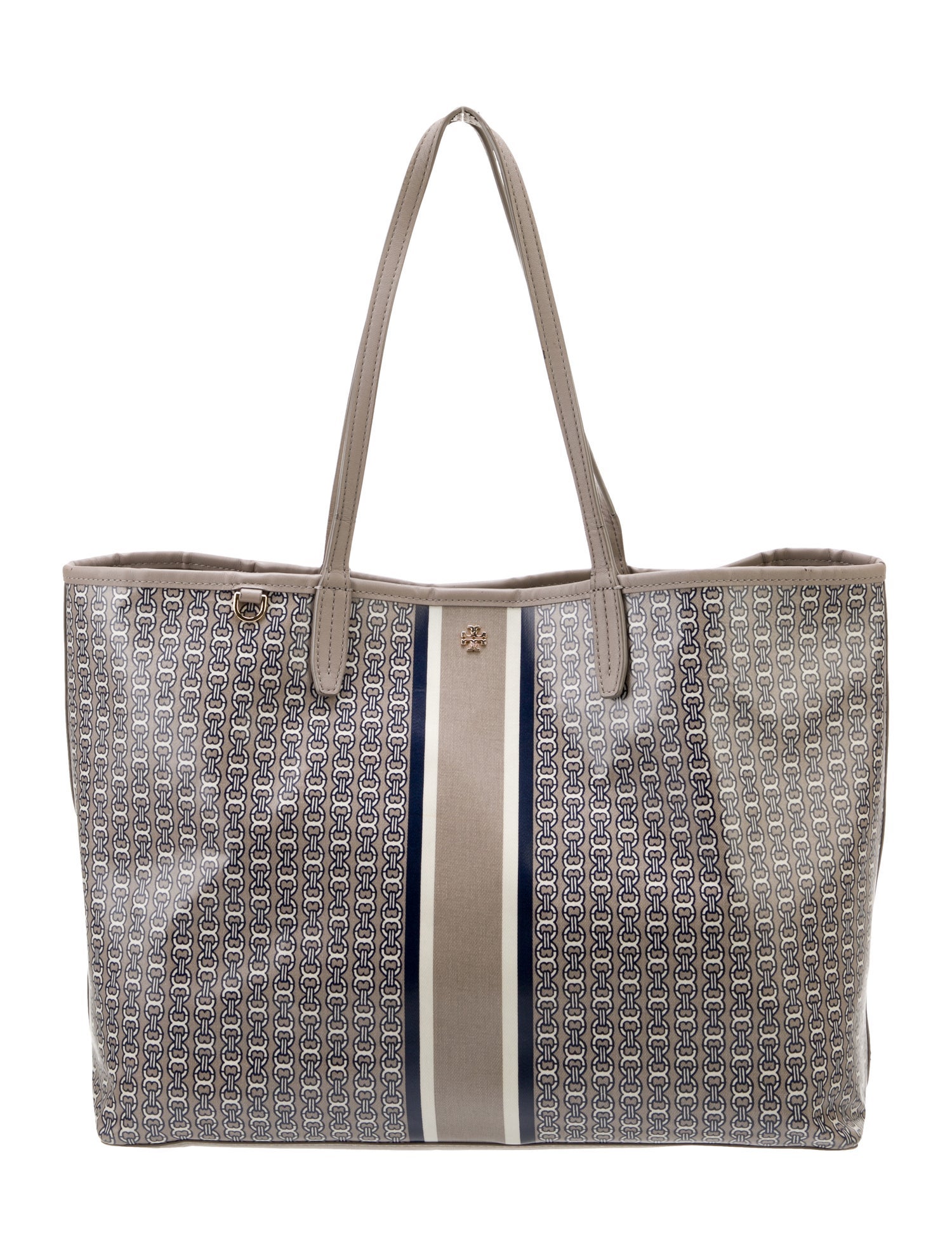 Tory Burch Pattern Printed Coated Canvas Tote Bag - Grey Totes ...