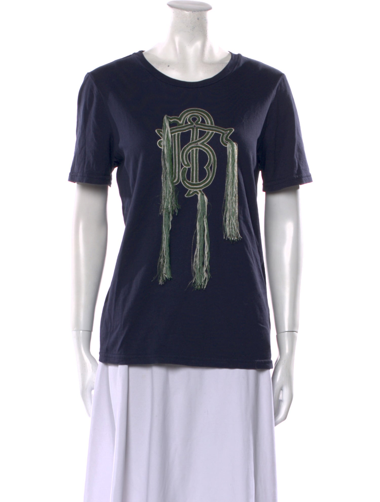 Tory Burch Graphic Print Crew Neck T-Shirt - Blue Tops, Clothing ...