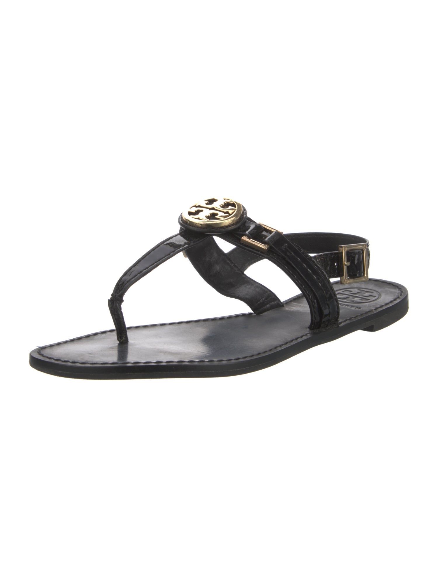 Tory Burch Patent Leather T-Strap Sandals - Black Sandals, Shoes ...