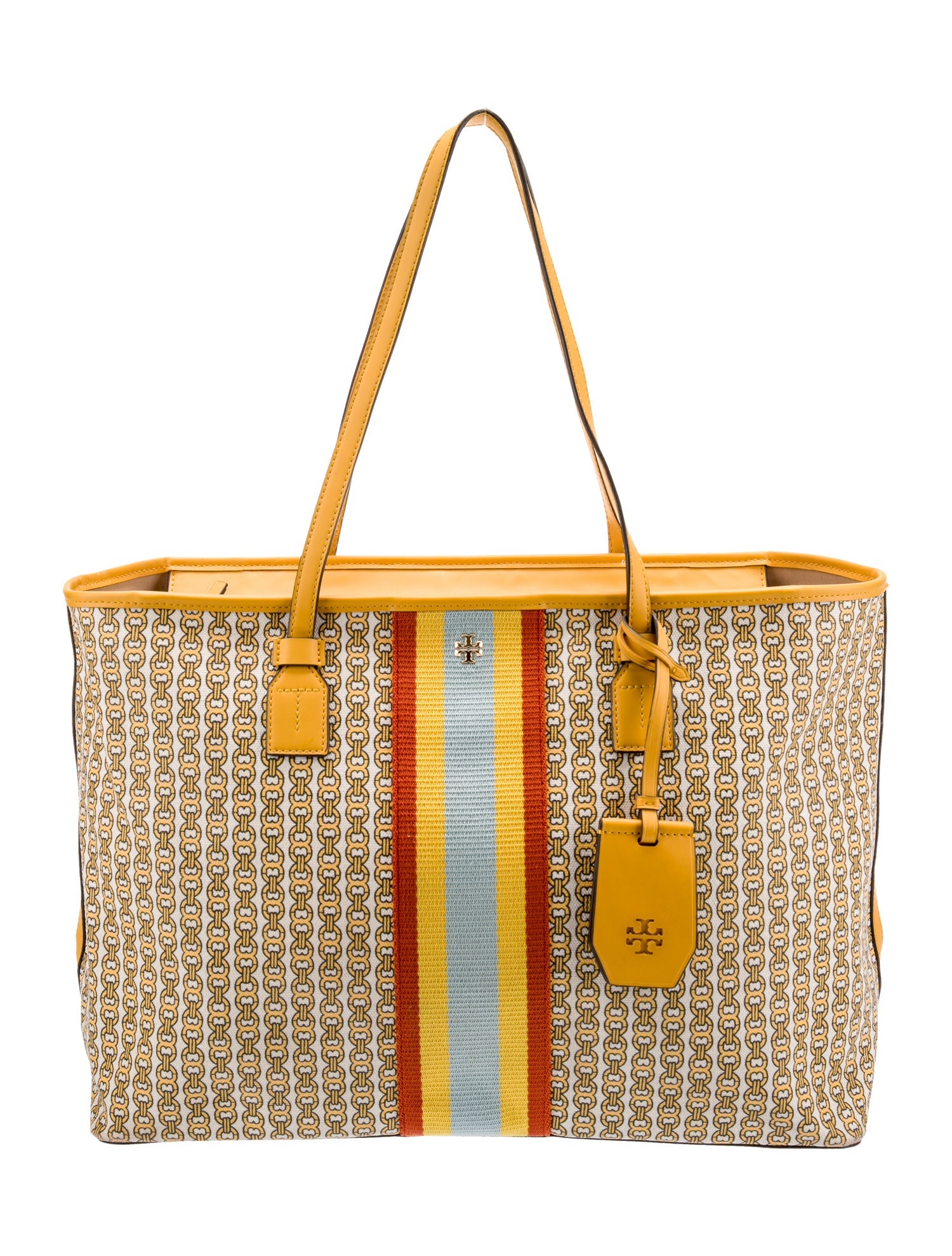 Tory Burch Leather-Trimmed Tote - Yellow Totes, Handbags - WTO626662 ...