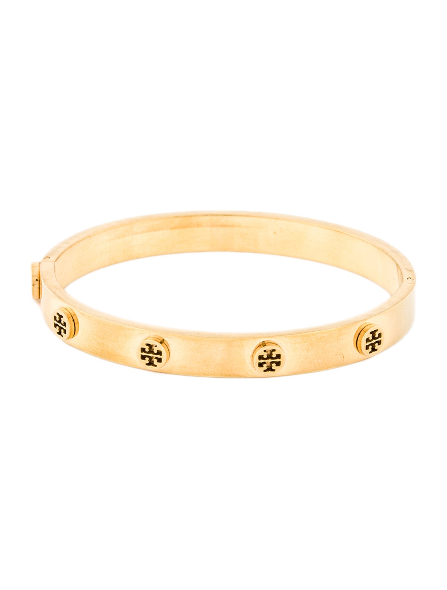 Tory Burch Miller Logo Stud Hinged Bangle Bracelet - Gold-Tone Metal ...