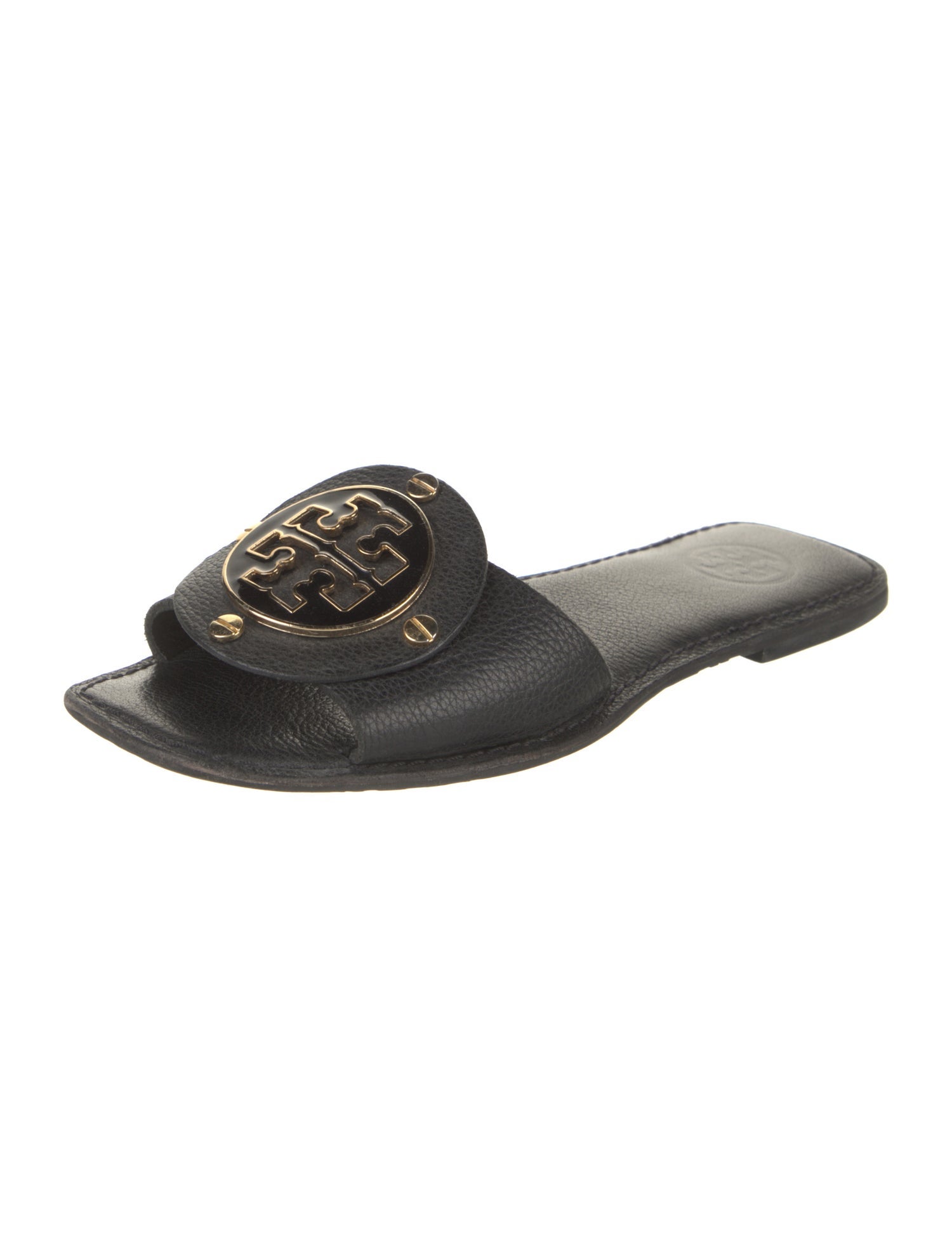 Tory Burch Leather Studded Accents Slides - Black Sandals, Shoes ...