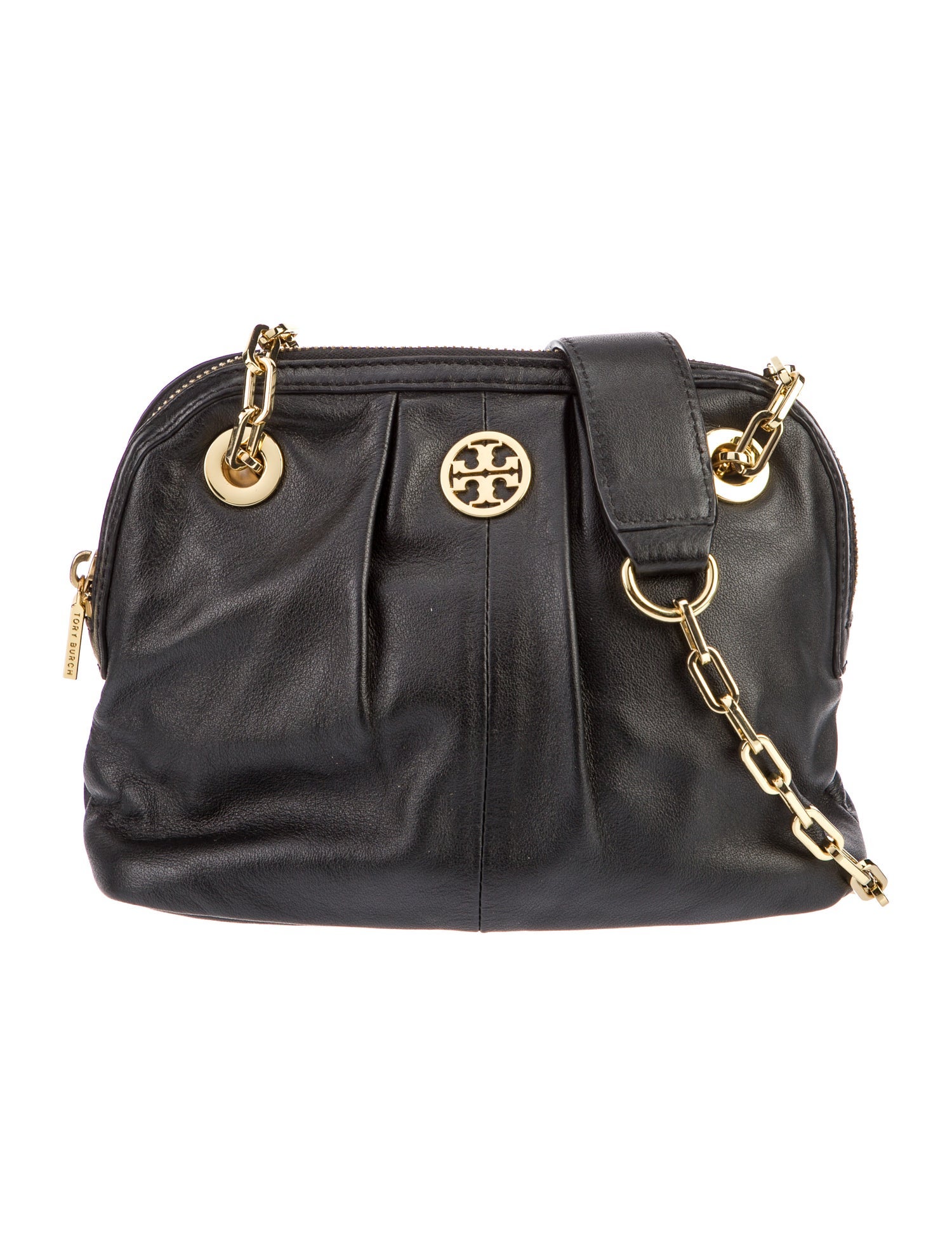 Tory Burch Chain-Link Leather Shoulder Bag - Black Shoulder Bags ...