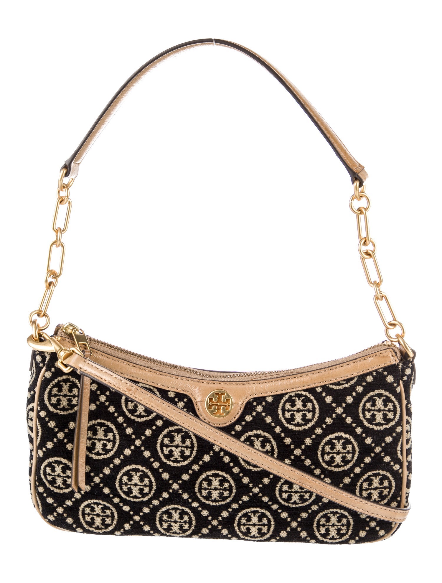 Tory Burch Velvet Patterned Shoulder Bag - Black Shoulder Bags ...