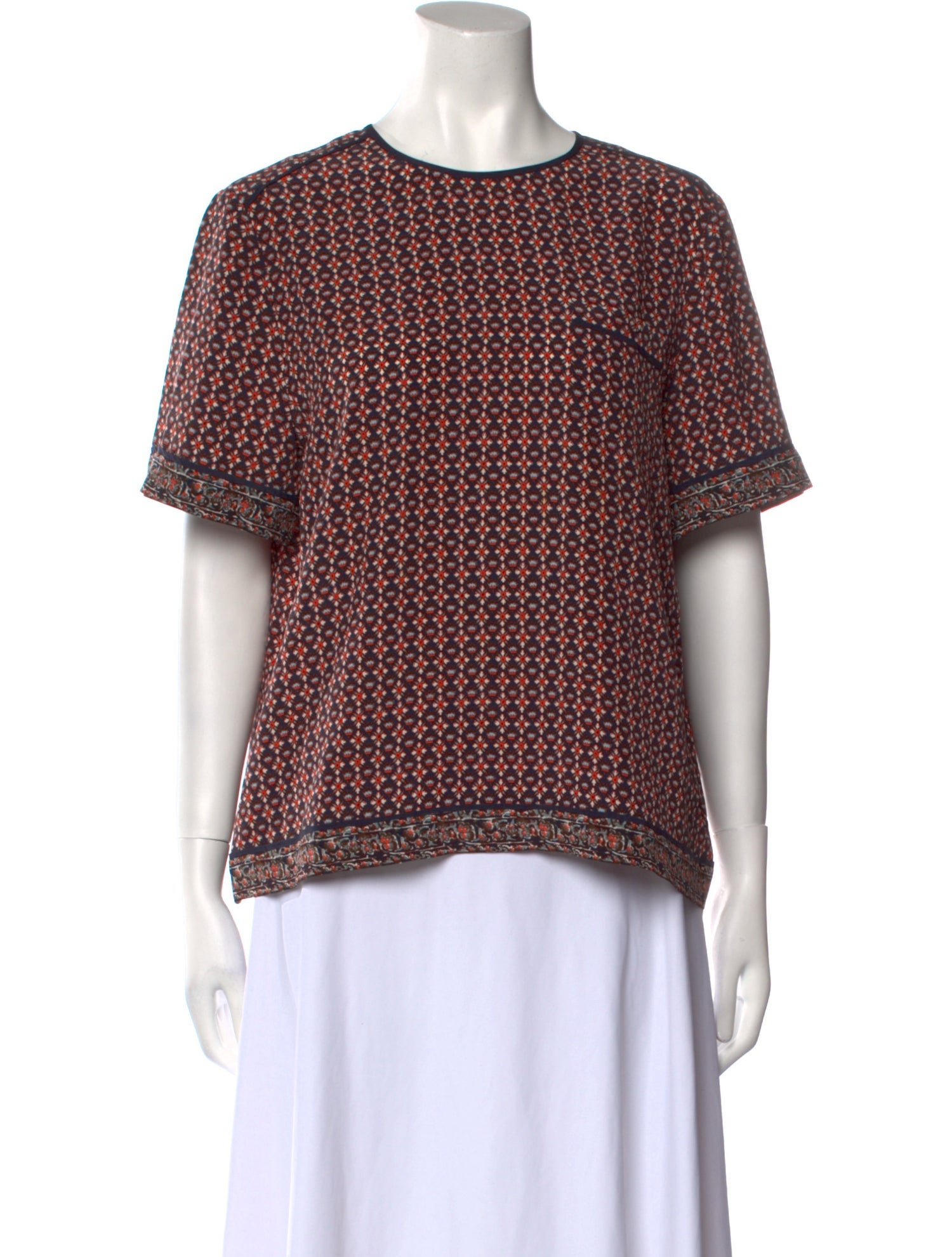 Tory Burch Silk Printed Blouse - Blue Tops, Clothing - WTO641784 | The ...