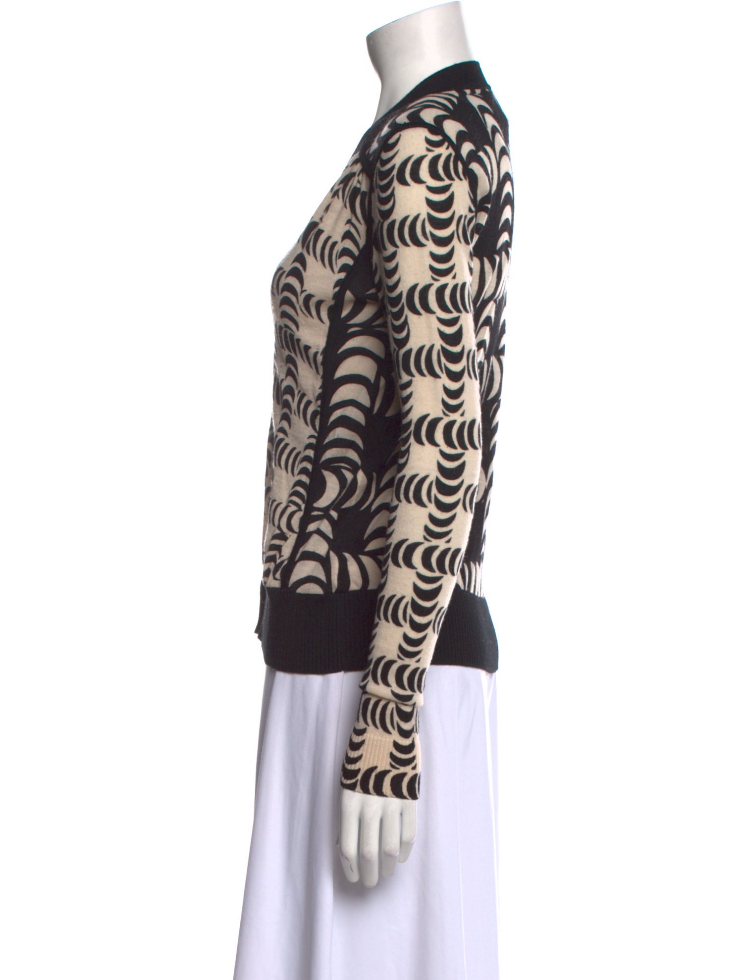 Tory Burch Merino Wool Printed Sweater - Black Knitwear, Clothing ...