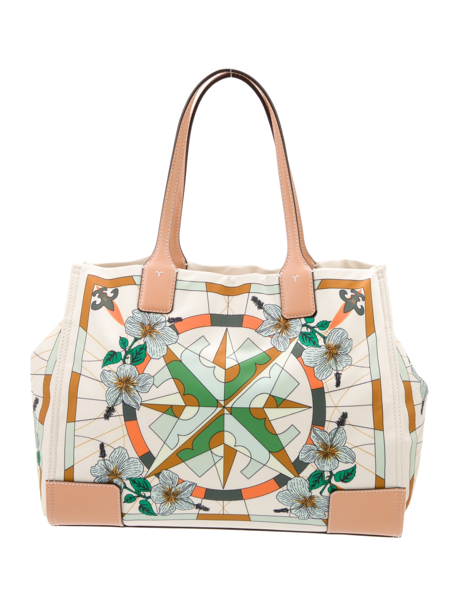 Tory Burch Pattern Leather Trim Tote Bag - Neutrals Totes, Handbags ...