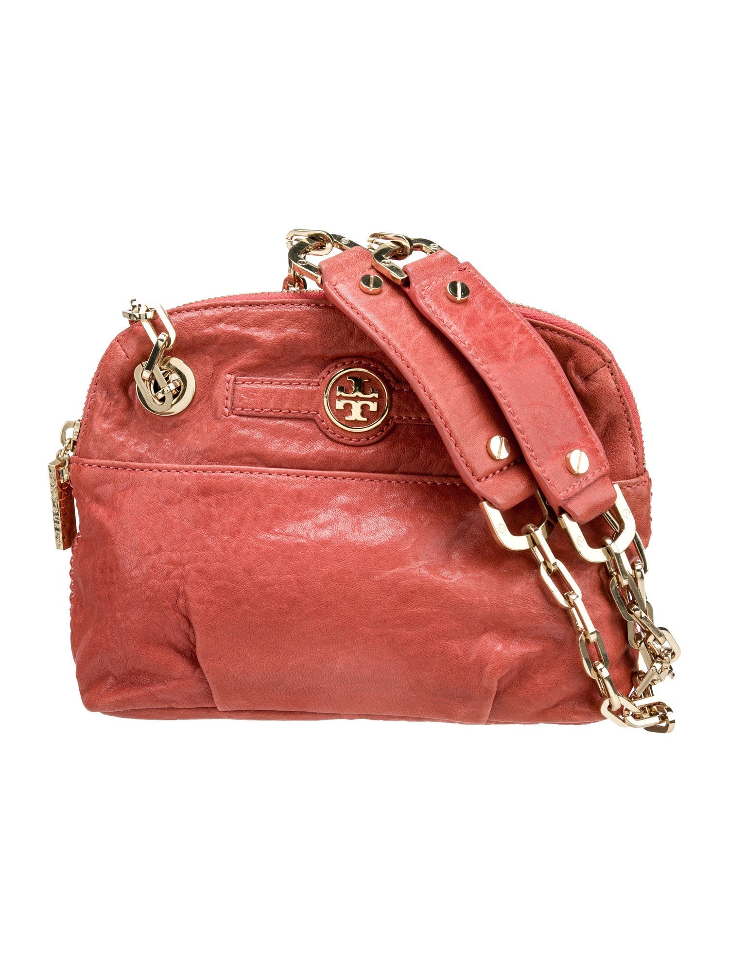 Tory Burch Leather Chain-Link Bag - Orange Shoulder Bags, Handbags ...